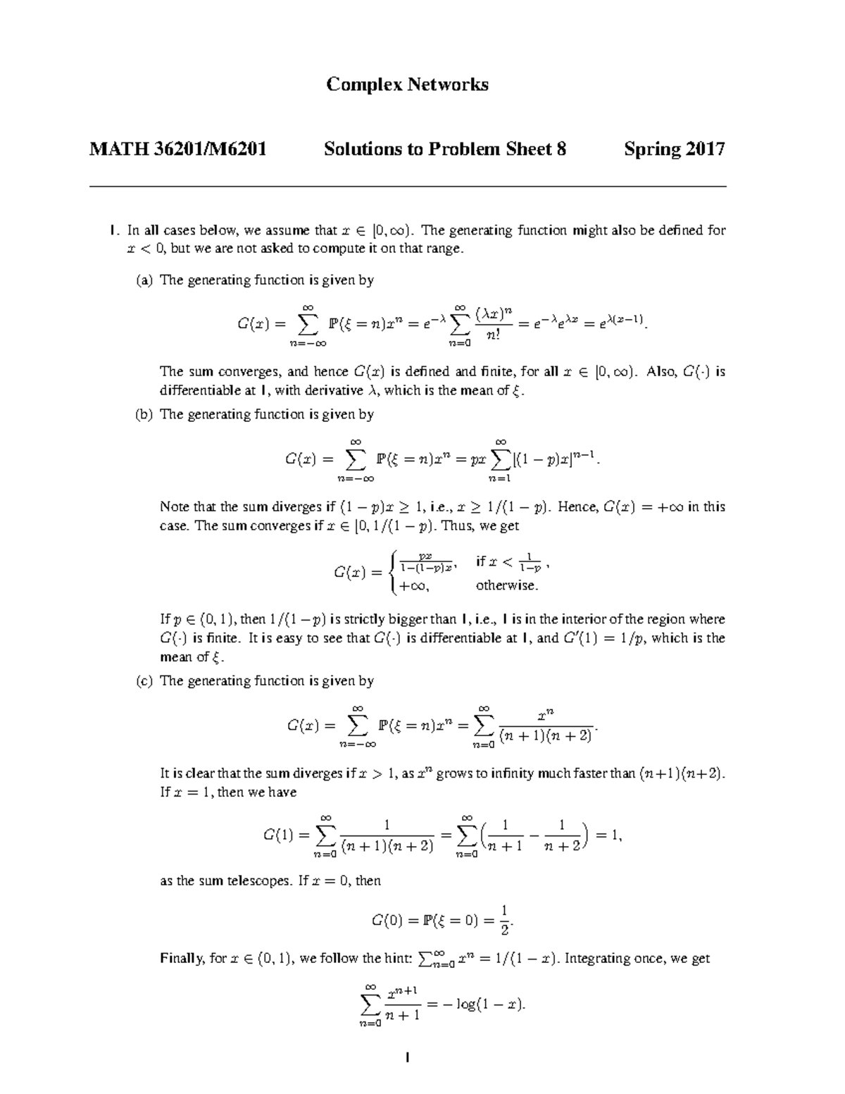 Complex Networks MATH Solutions - Studocu
