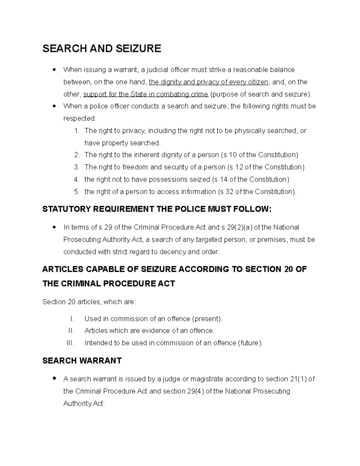 Search AND Seizure - SEARCH AND SEIZURE When issuing a warrant, a ...