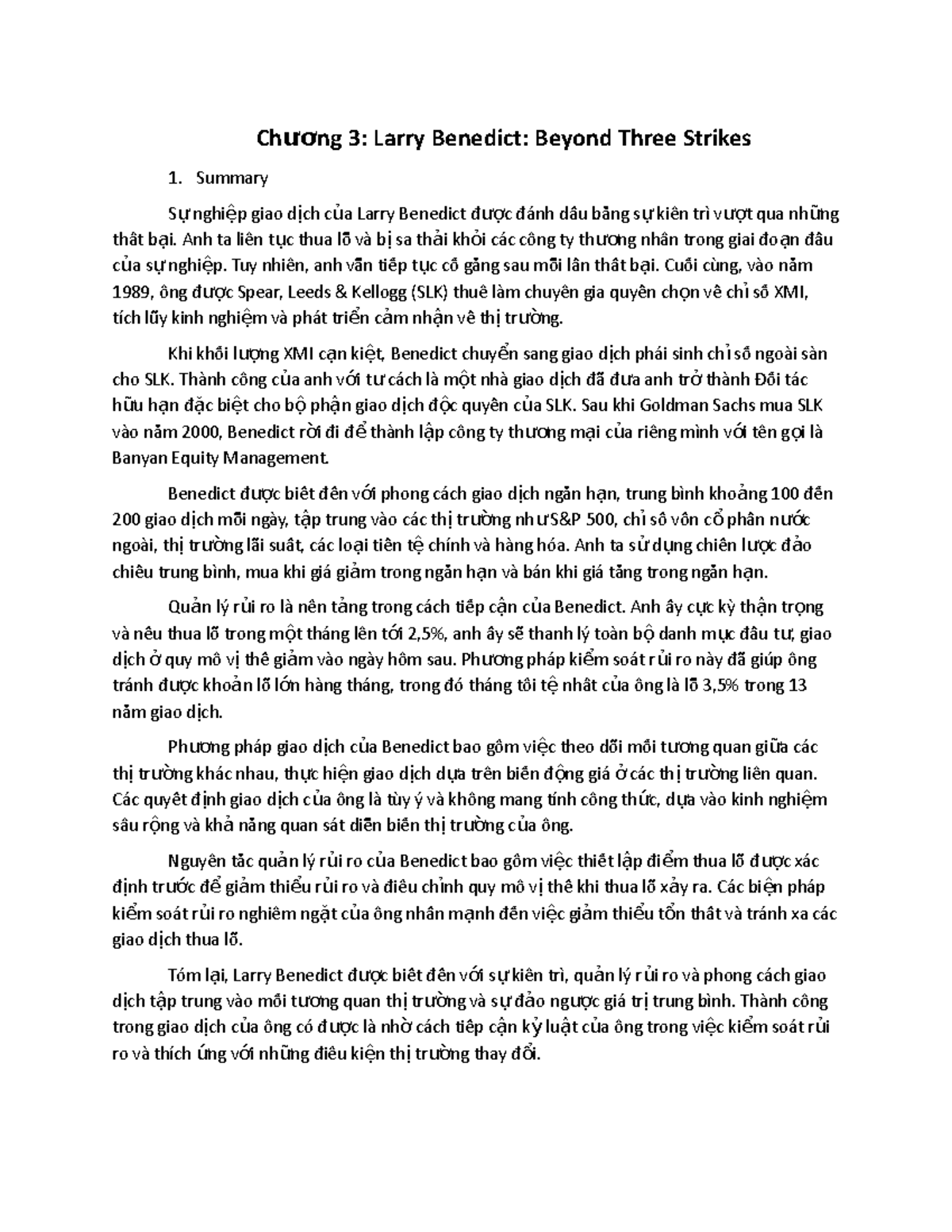 Chapter 3 - Hedge Fund - Ch ương 3: Larry Benedict: Beyond Three ...