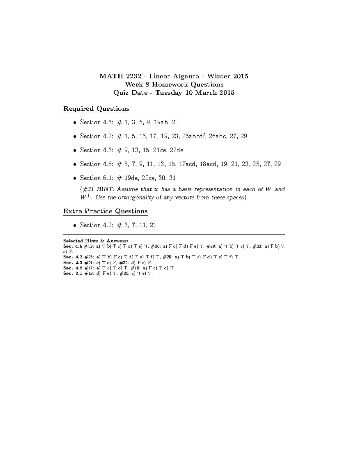 Week08HW - homework - MATH 2232 - Linear Algebra - Winter 2015 Week 8 ...