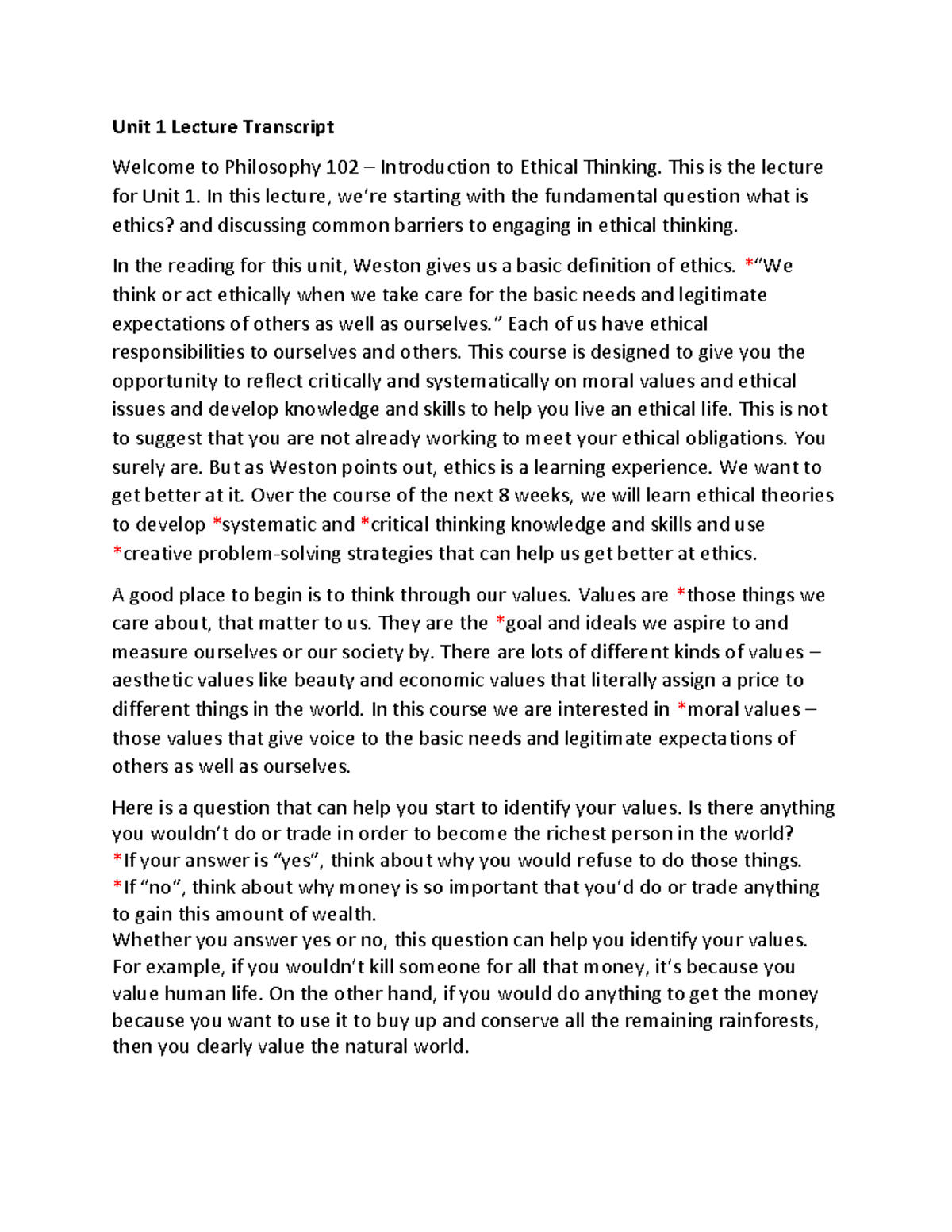 Unit 1 Lecture Notes Transcript Park University Student CJ450 - Unit 1 ...