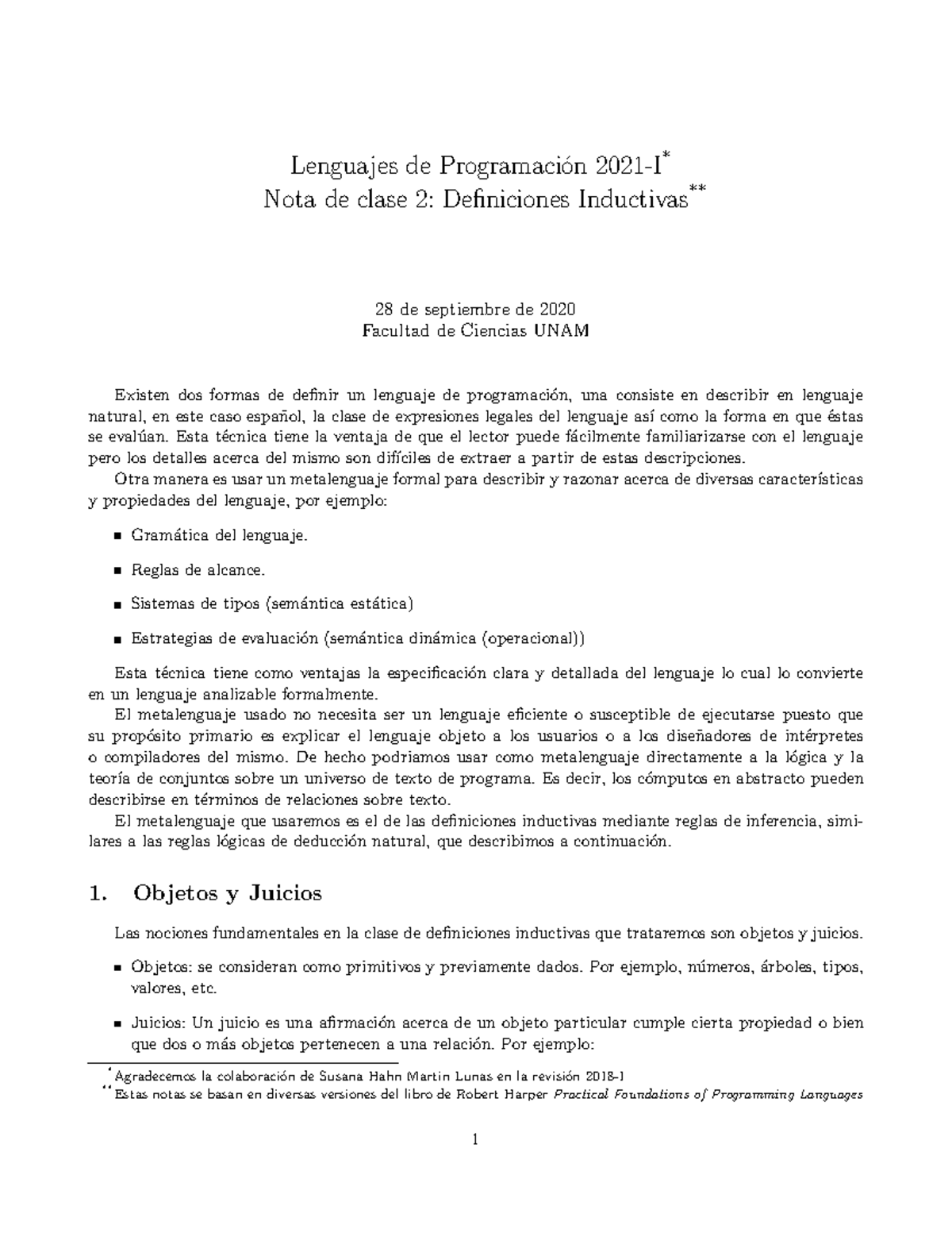Definiciones básicas - Lenguajes de Programaci ́on 2021-I* Nota de ...