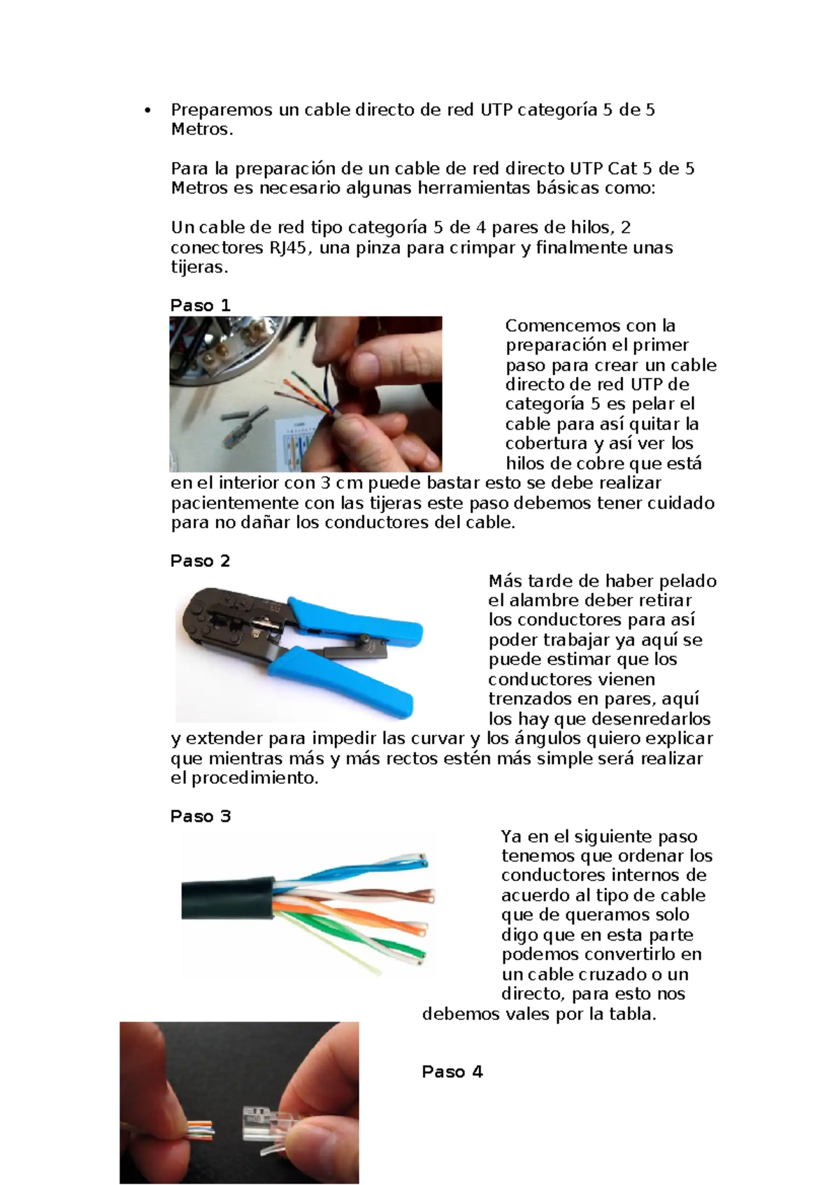 Actividad 3 cable directo de red UTP categoría 5 de 5 Metros - Preparemos un cable directo de ...