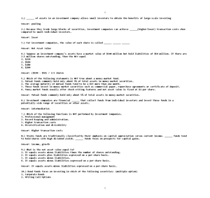 Fin QUIZ #2 Multiple Choice - 1.) Which of the following statements is ...