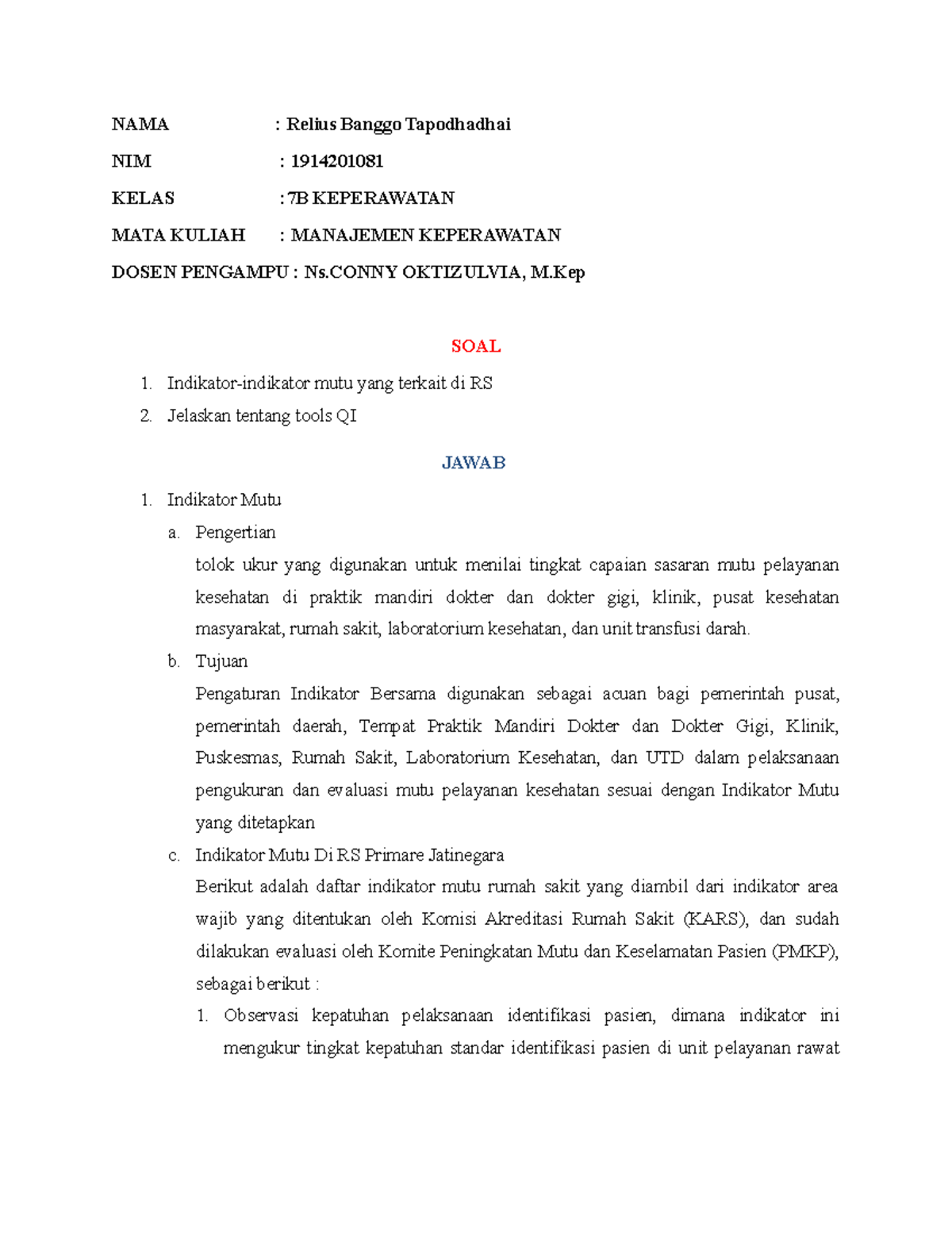 Relius 19142010 81 - Tugas - NAMA : Relius Banggo Tapodhadhai NIM ...