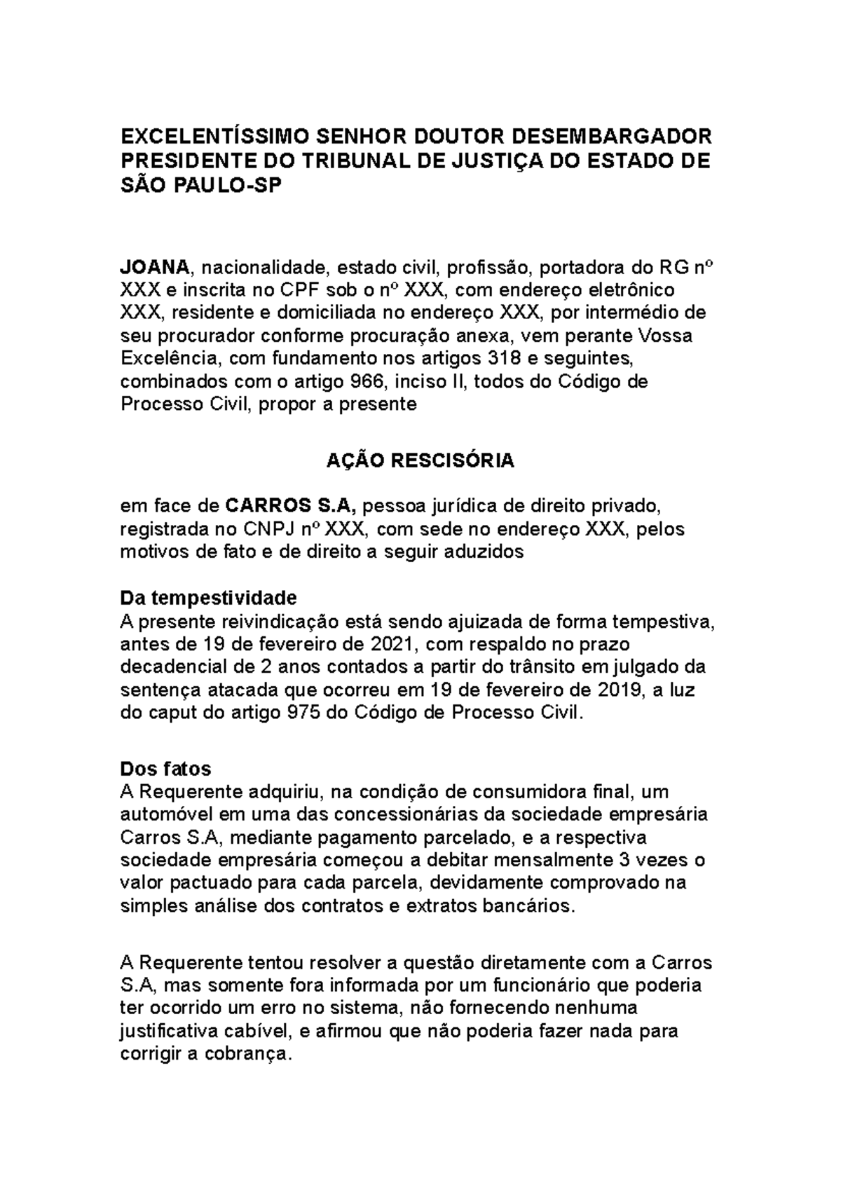 PEÇA Simulado 3 - Peça simulada - EXCELENTÍSSIMO SENHOR DOUTOR ...