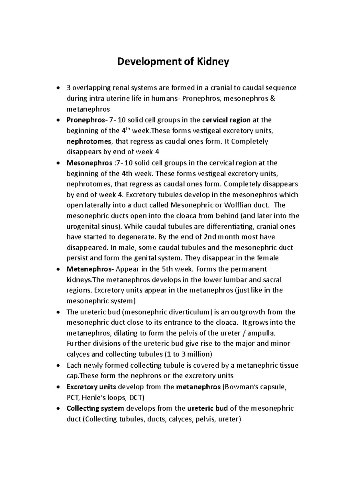 Dev of kidney - Useful - Development of Kidney 3 overlapping renal ...