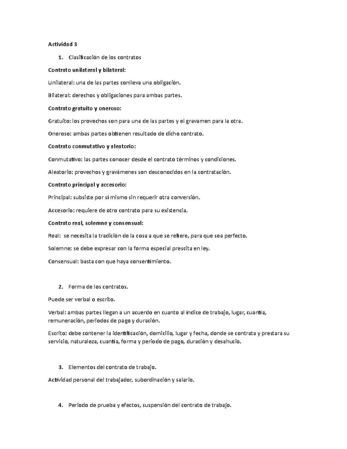 Legislacion laboral - Actividad 3 1. Clasificación de los contratos ...