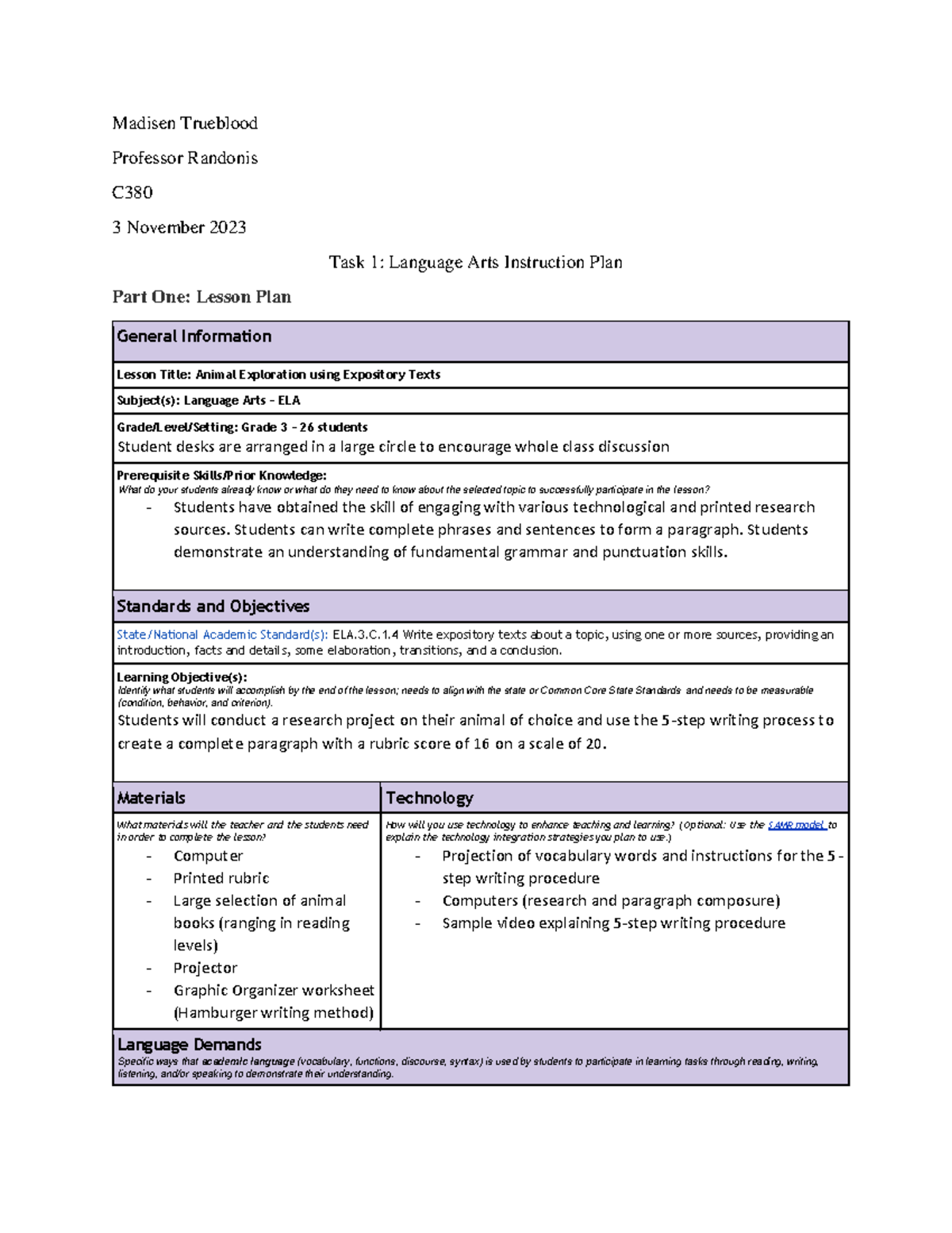 C380 Task 1 - Task 1 C380 - Madisen Trueblood Professor Randonis C38 0 ...