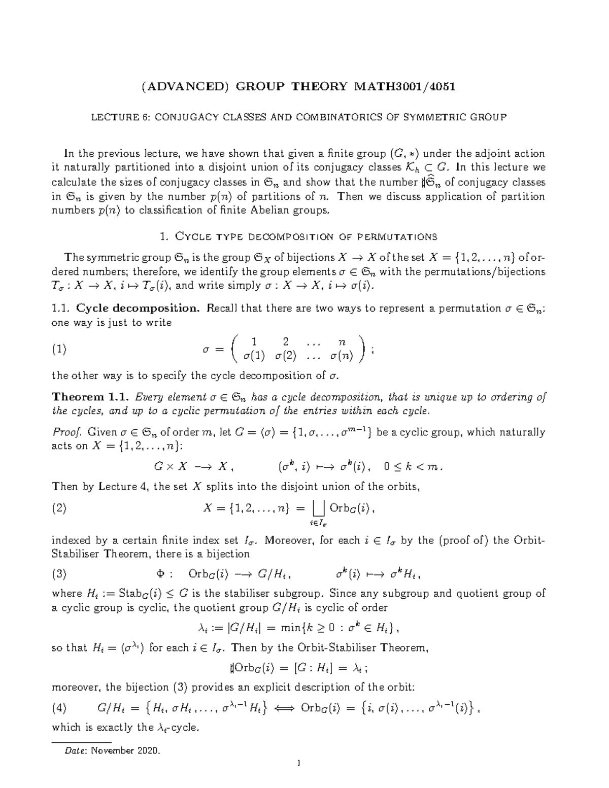 MSc level notes for the 6th week of advanced group theory - MATH4051 ...