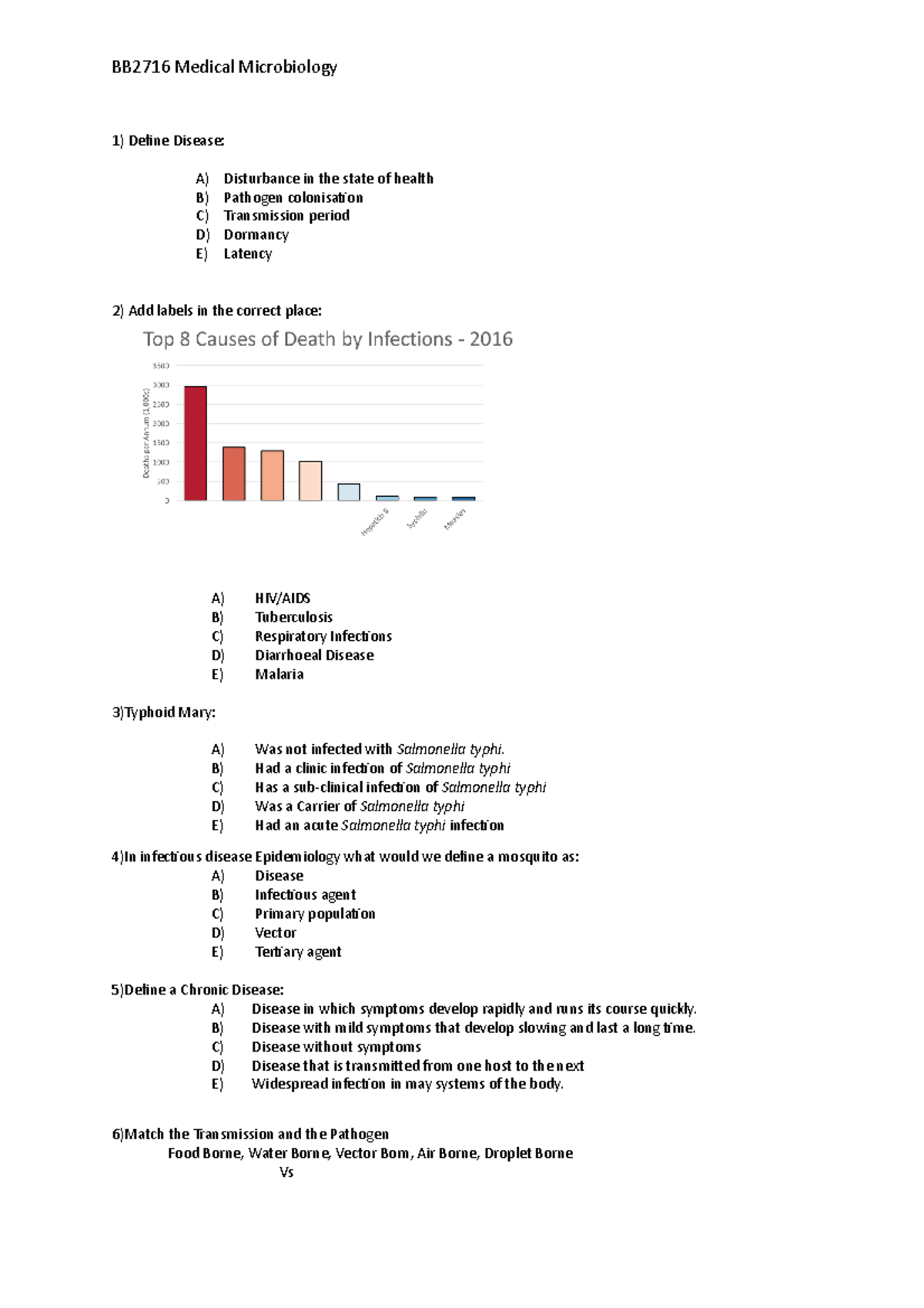 Medical microbiology - Define Disease: A) Disturbance in the state of ...