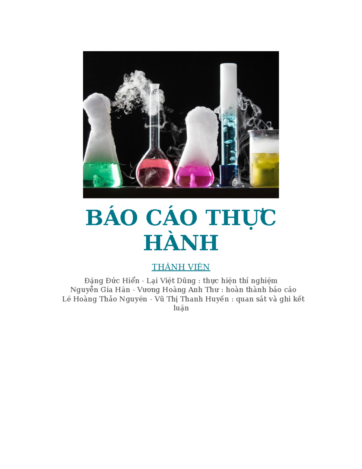 BÁO CÁO THỰC HÀNH - dep chai - BÁO CÁO THỰC HÀNH THÀNH VIÊN Đặng Đức ...