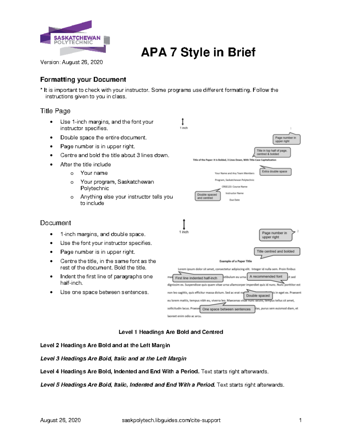 APA 7 Style - yuh - APA 7 Style in Brief Version: August 26, 2020 ...