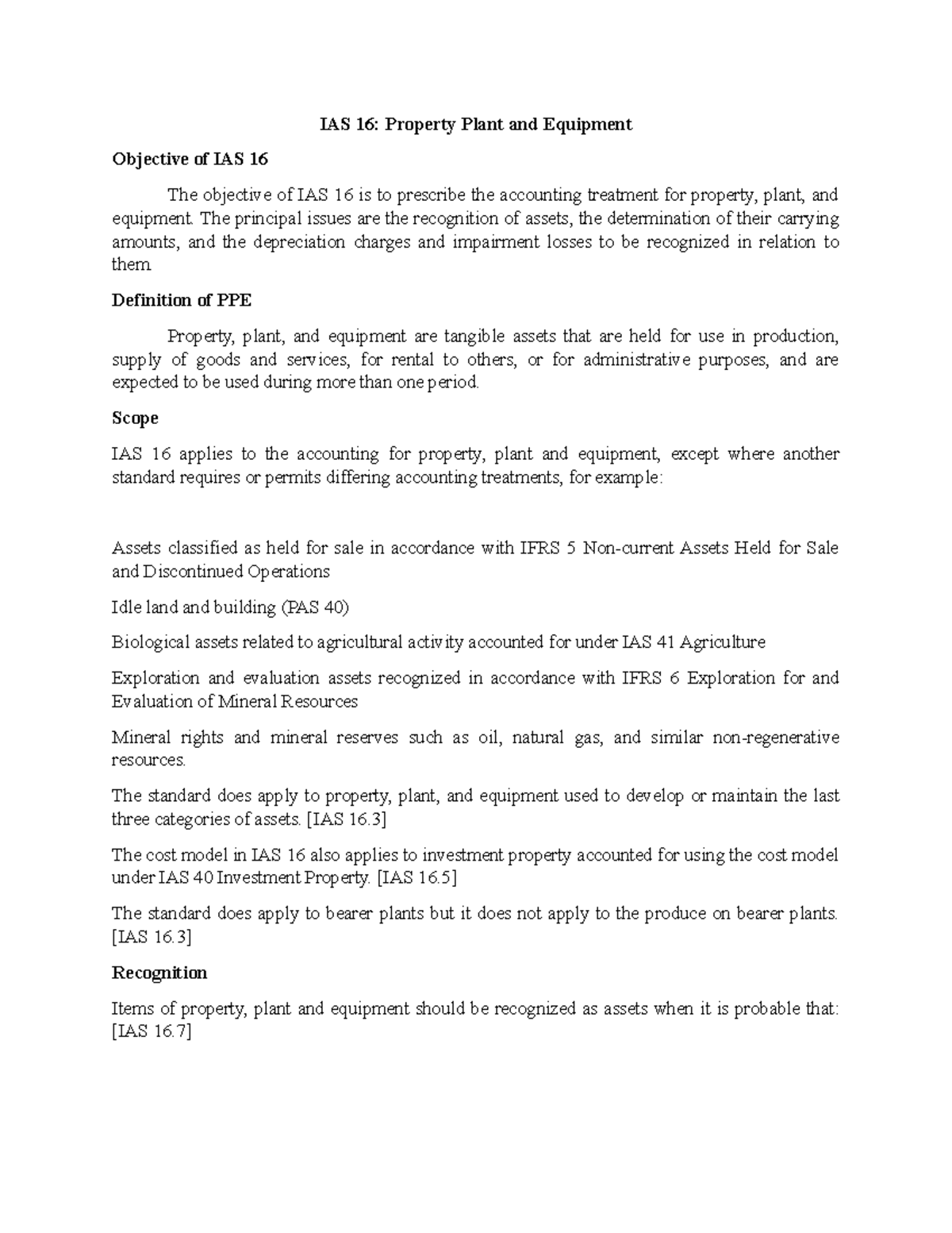 IAS 16 Explanations On IAS 16 IAS 16 Property Plant And Equipment