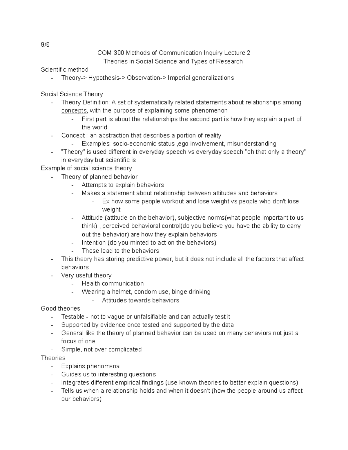 9 6 - Daniel Bergen lecture notes - 9/ COM 300 Methods of Communication ...