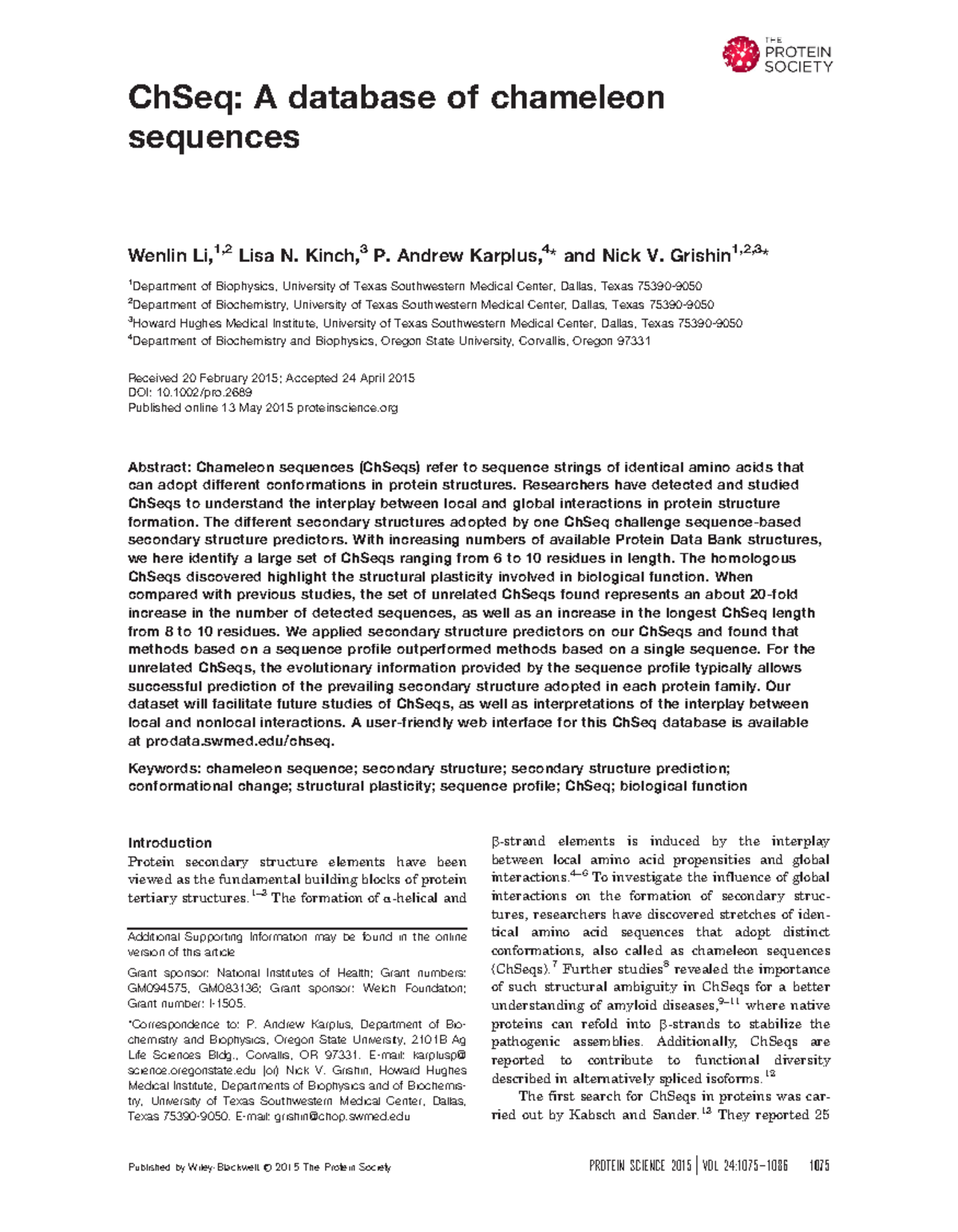2015 Ch Seq A database of chameleon sequences - ChSeq: A database of chameleon sequences Wenlin ...