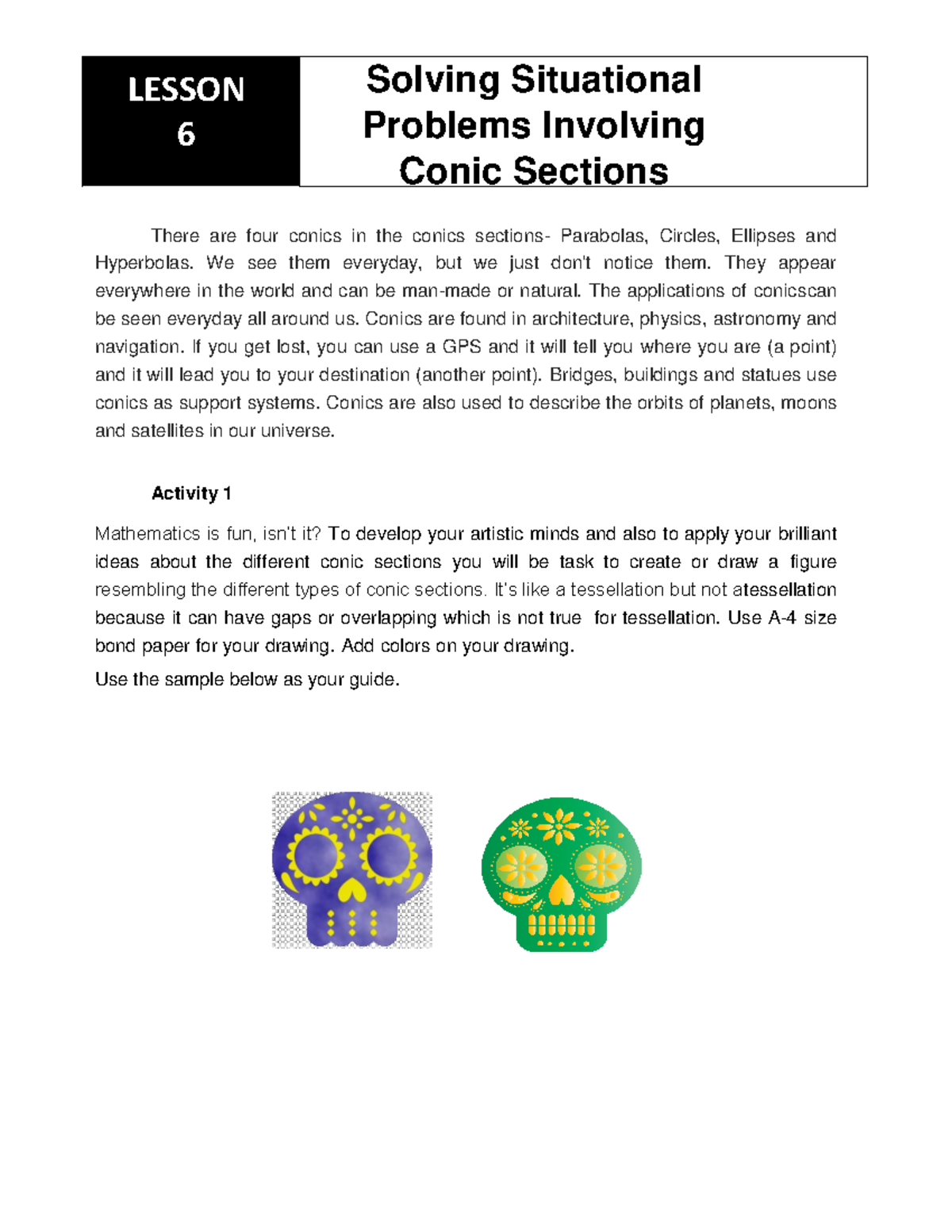 Precalculus Lesson 6 - There are four conics in the conics sections ...