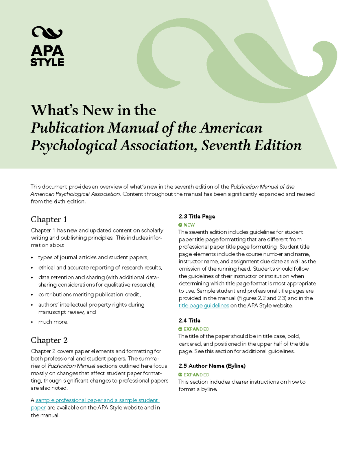 Whats-new-APA Style 7e-guide - What’s New in the Publication Manual of ...