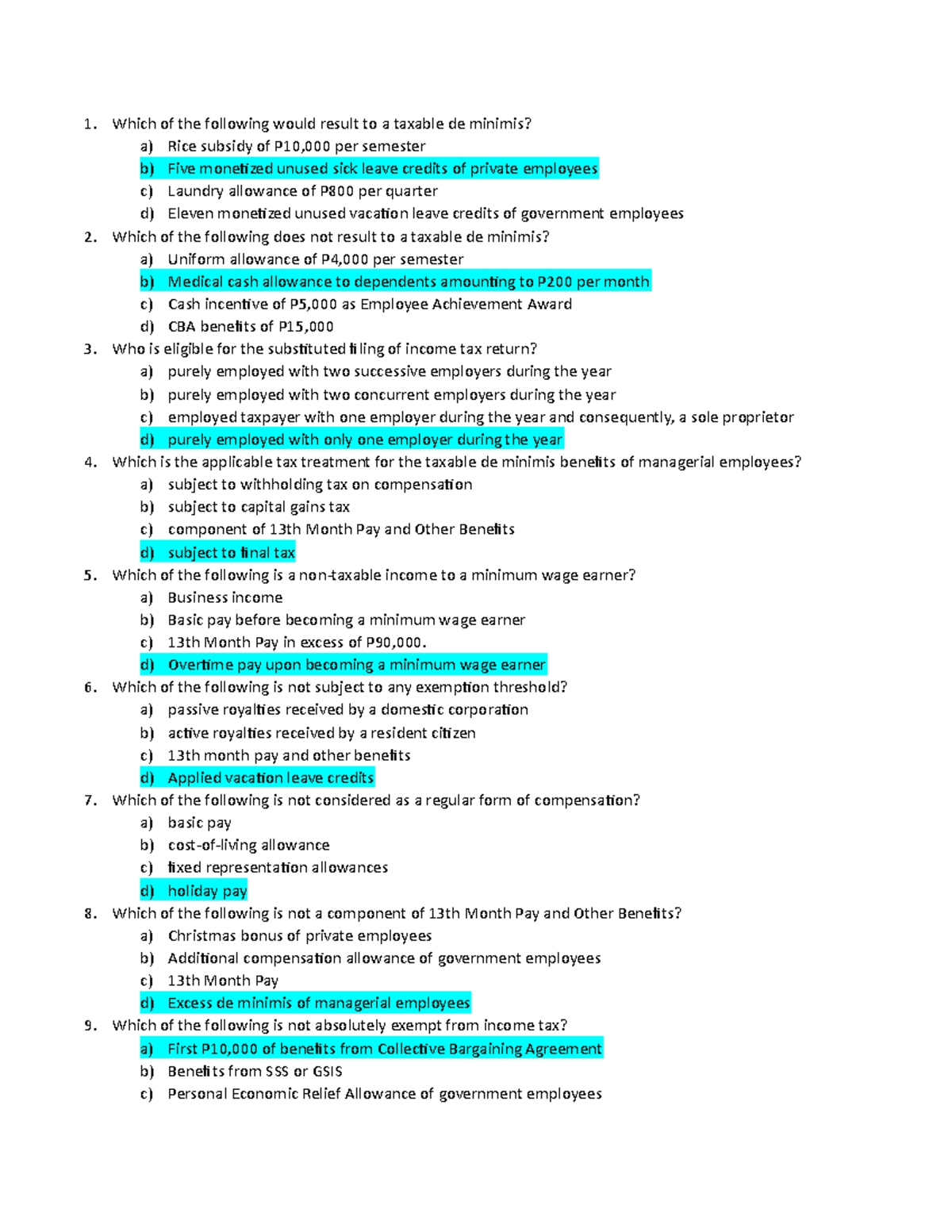 Compensation Income - module answers - Which of the following would ...