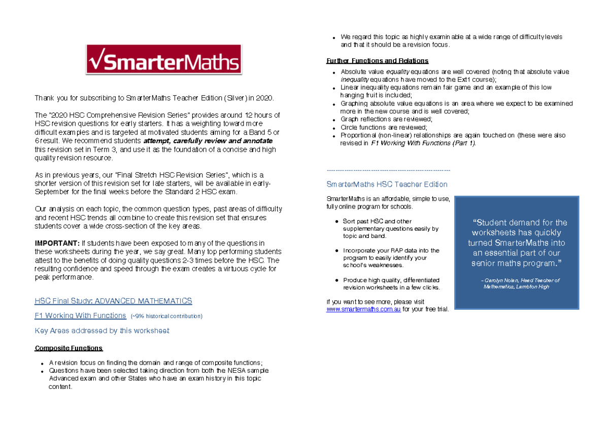 ADV-2020HSC-CRS-F1 2 - Questions - Thank you for subscribing to ...