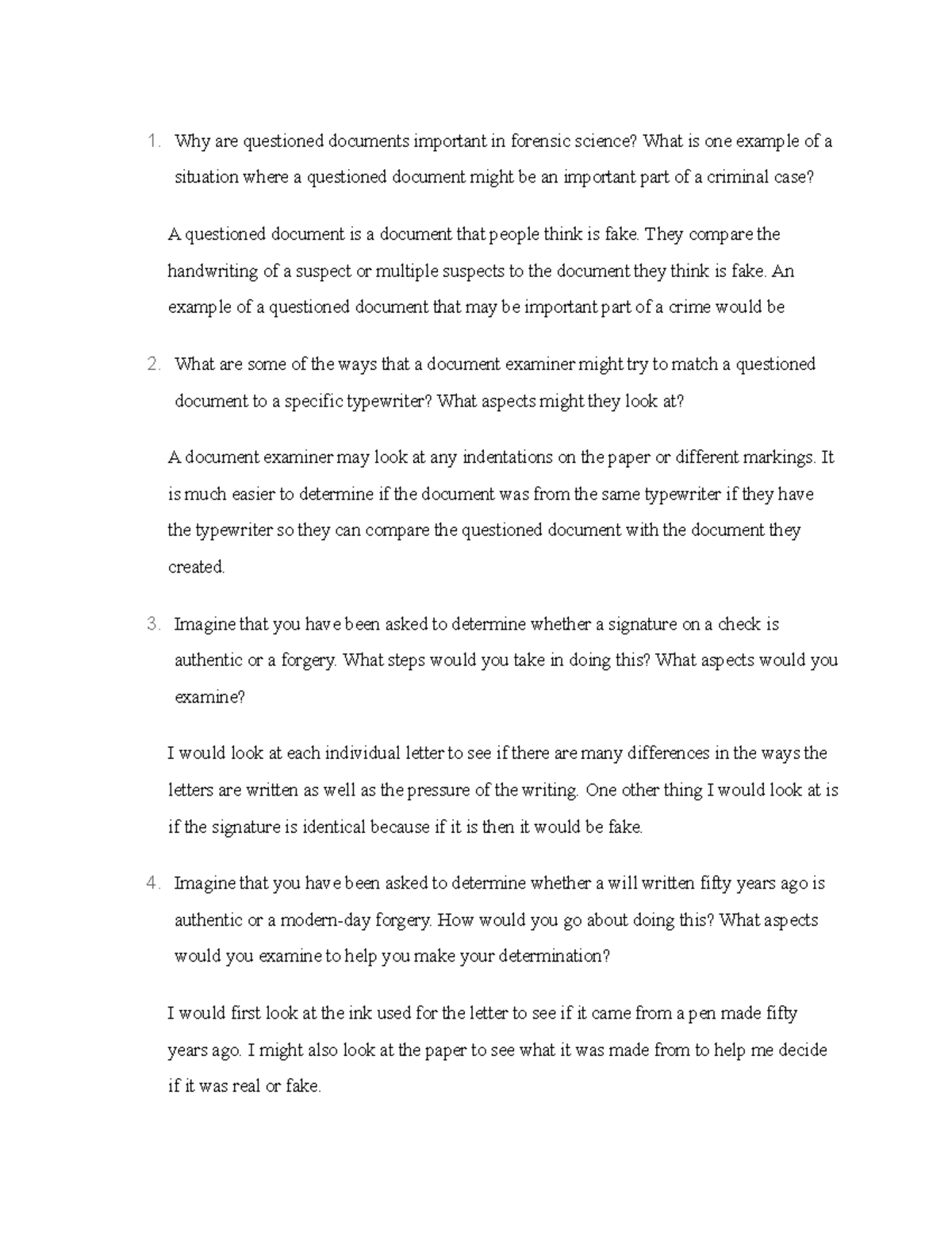 Forensics pt 2 mod 3 critical thinking 's - Why are questioned ...