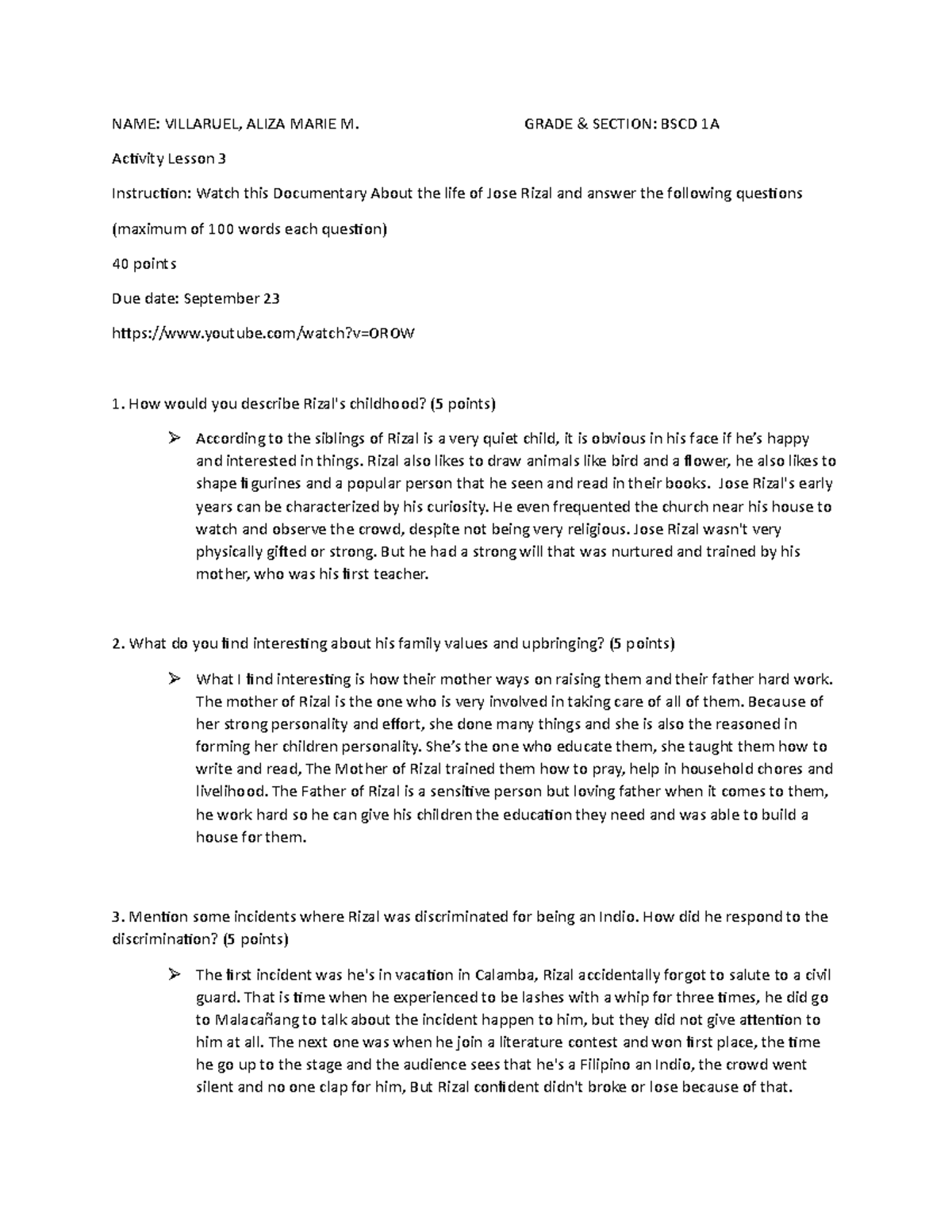 Activity lesson 3 Villaruel - NAME: VILLARUEL, ALIZA MARIE M. GRADE ...