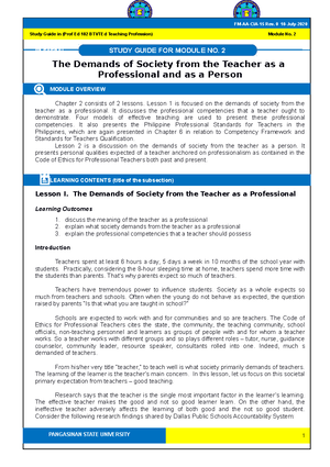 Teaching Prof module-4-the-teaching-profession - Module No. MODULE ...
