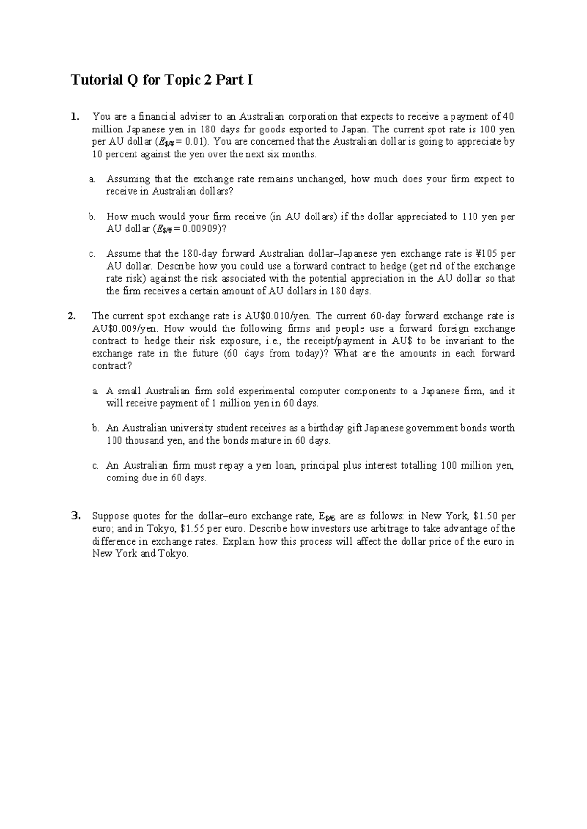 Week 03 Tutorial Topic 02 Part I Q - Tutorial Q for Topic 2 Part I You are a financial adviser ...