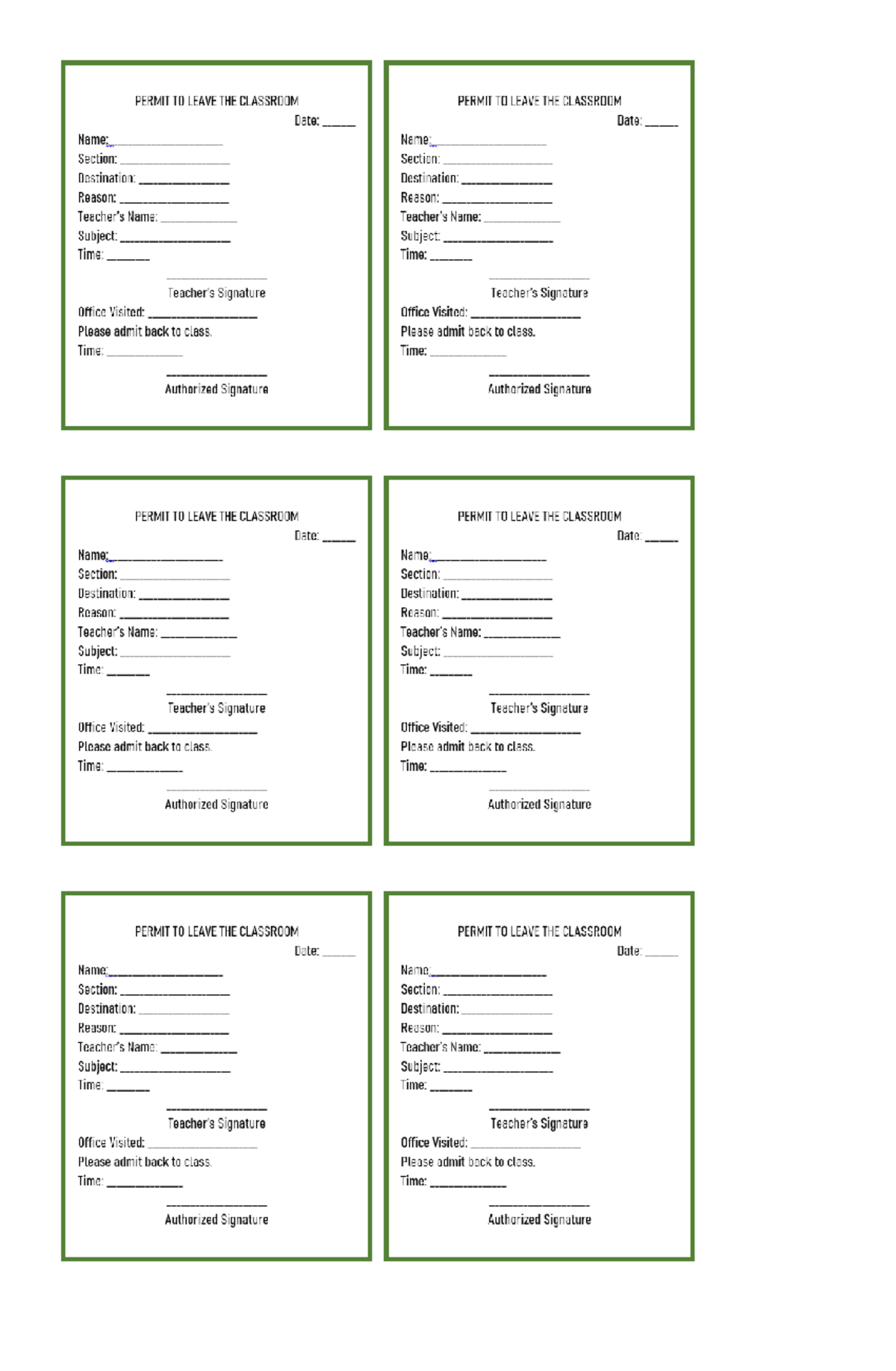 School Slips - this is just a note - Bachelor of Elementary Education ...