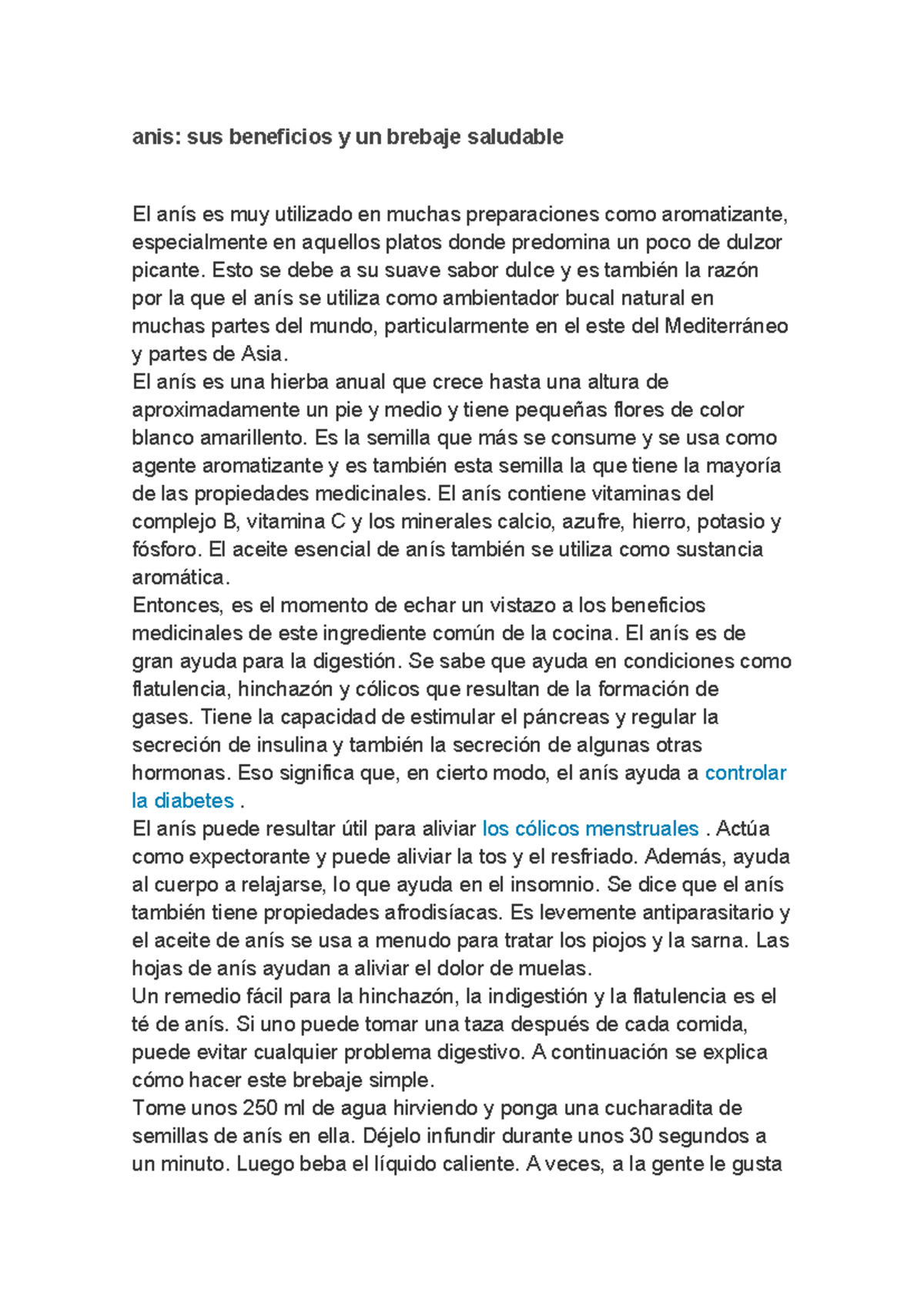 Anis - practica 2 - anis: sus beneficios y un brebaje saludable El anís ...