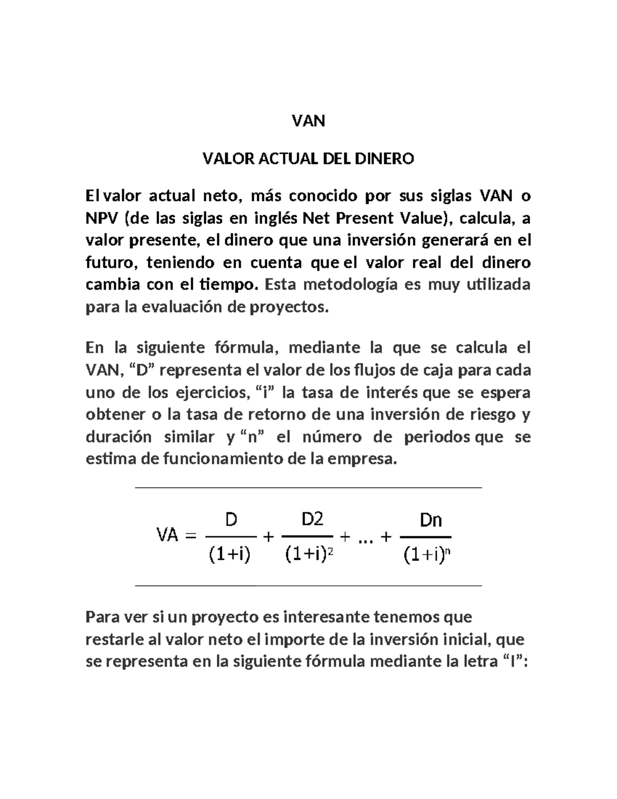08. Actividad Presentacion VAN Valor Actual DEL Dinero - VAN VALOR ...