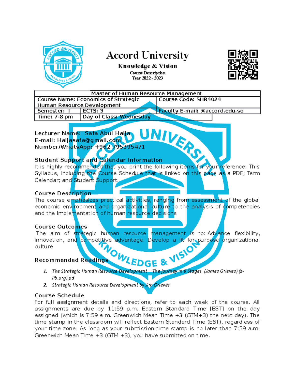 Course Description Sep (1) - Accord University Knowledge & Vision ...