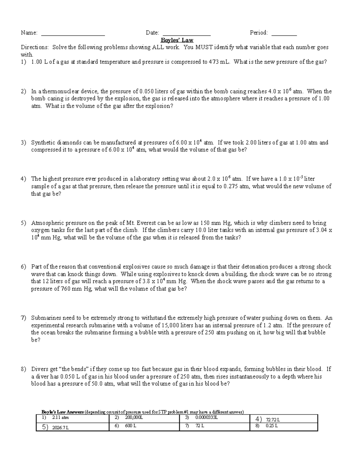 Charles and Boyles practice - Name: ____________________ Date ...