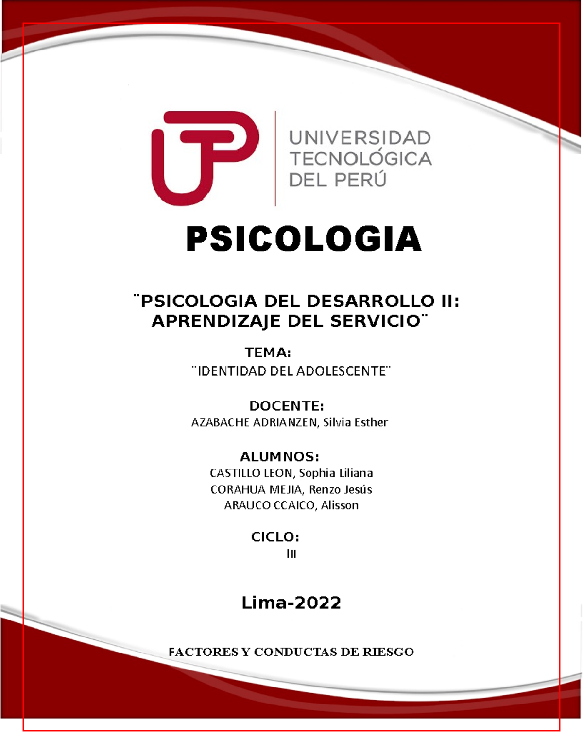 TA1- Psicologia DEL Desarrollo - PSICOLOGIA ̈PSICOLOGIA DEL DESARROLLO II: APRENDIZAJE DEL ...