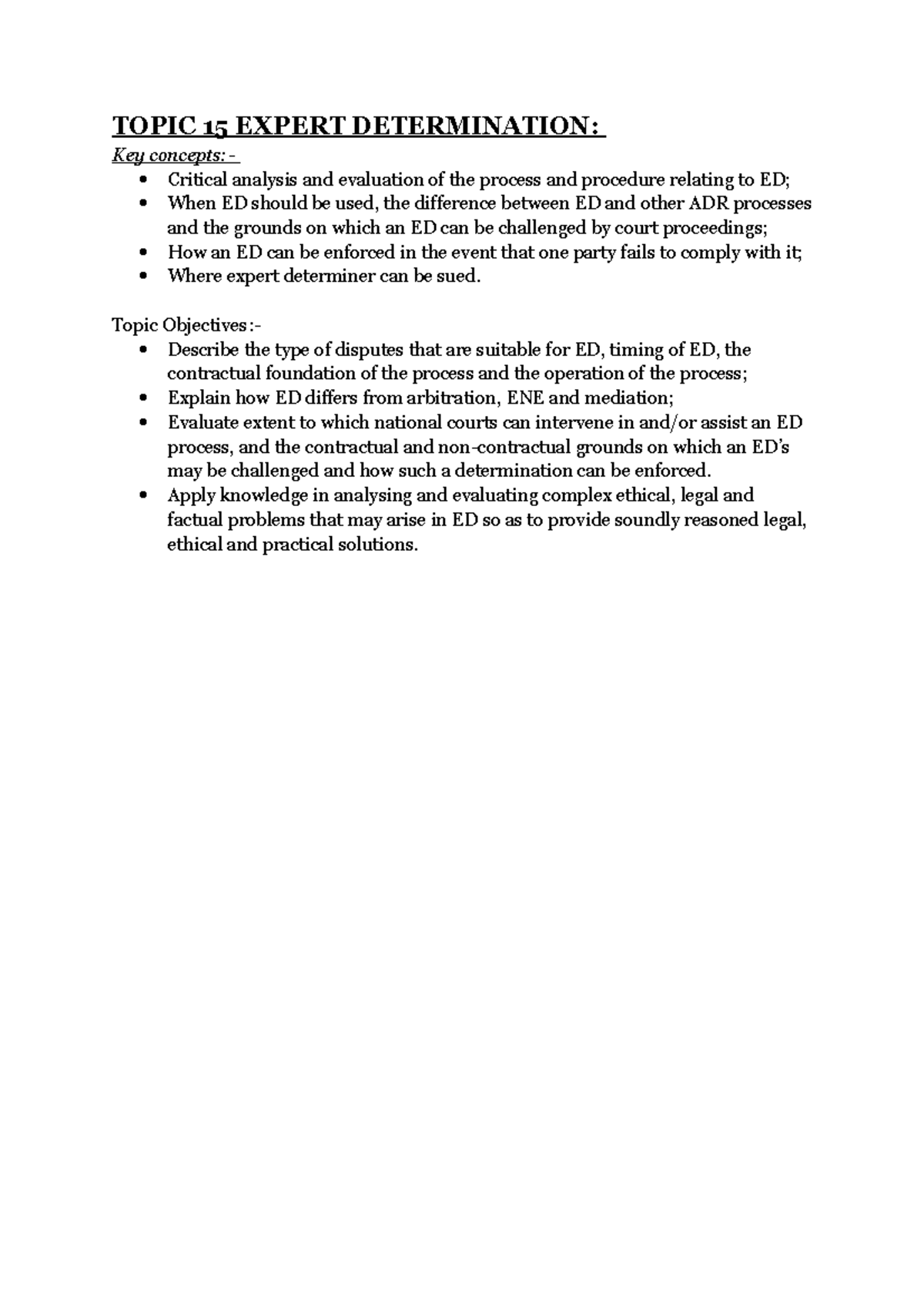 Topic 15 Expert Determination - TOPIC 15 EXPERT DETERMINATION: Key ...