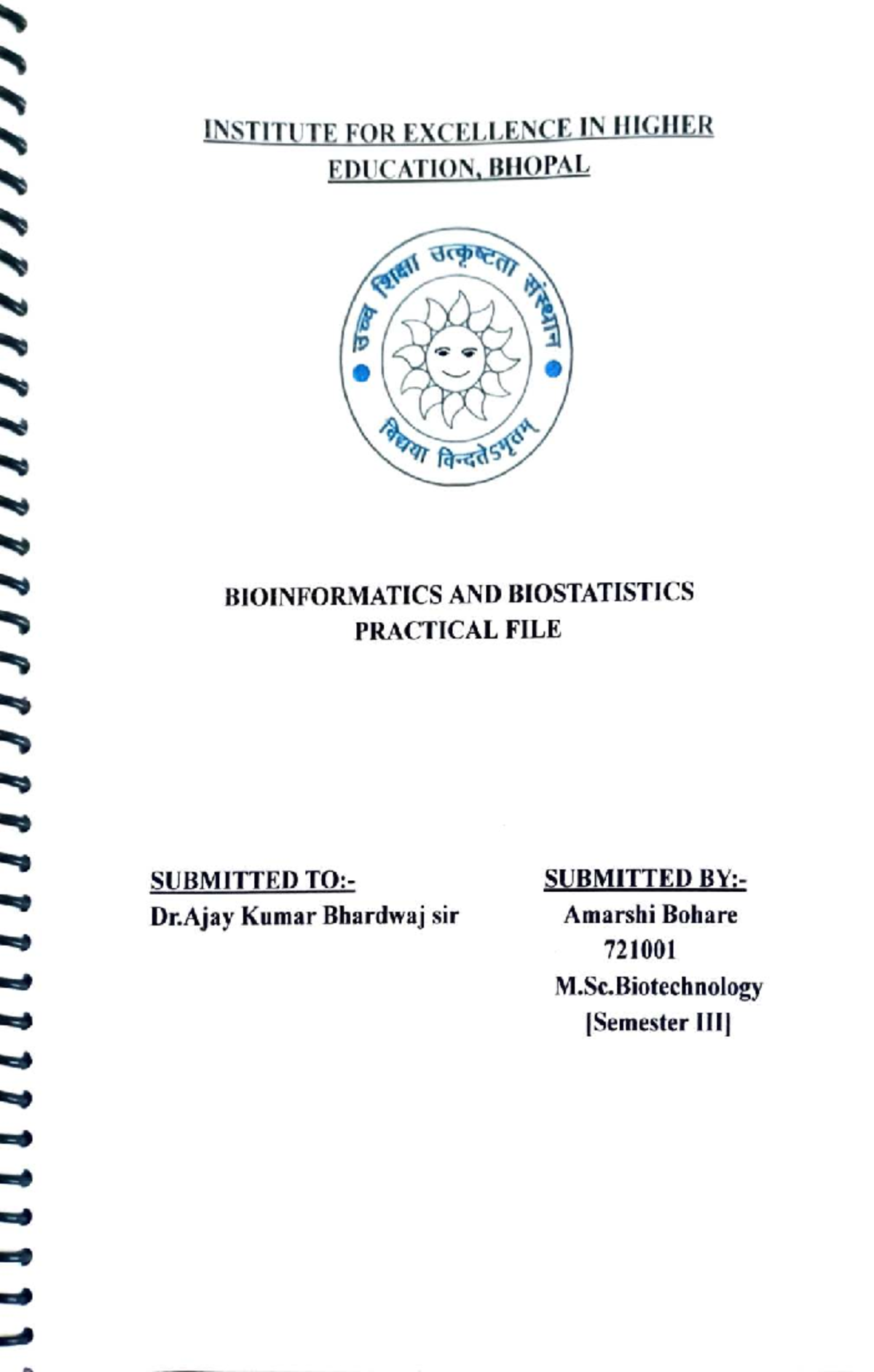 Bioinfom practical file - Biochemistry - Studocu