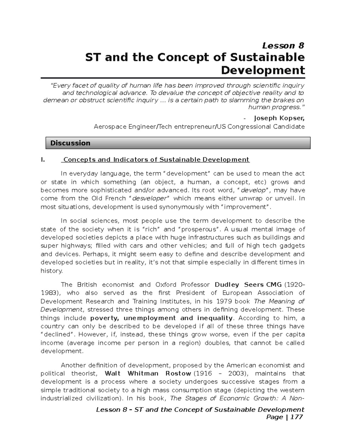 Module 8 Science Technology and the Concept of Sustainable Development ...