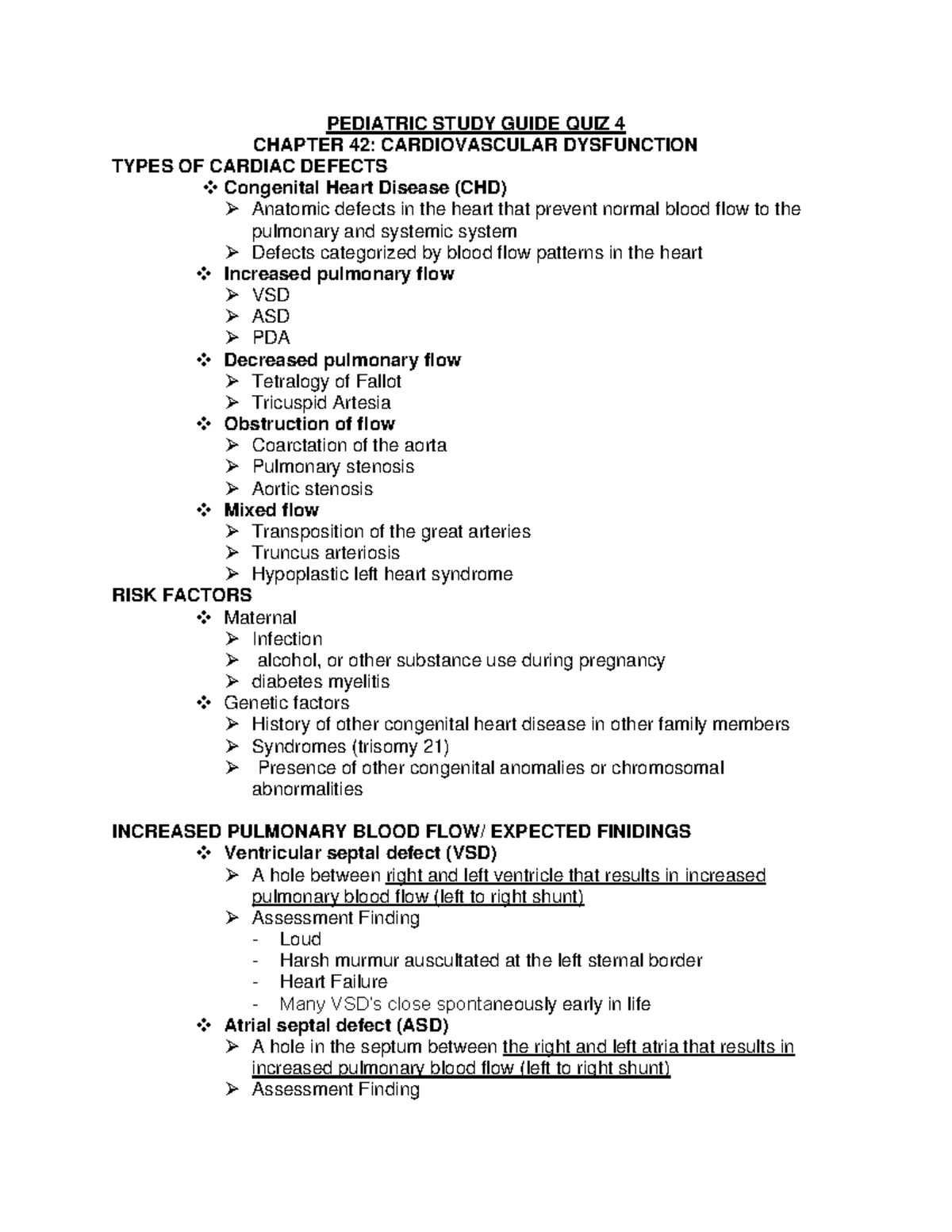 Pediatric Study Guide QUIZ 4 - PEDIATRIC STUDY GUIDE QUIZ 4 CHAPTER 42 ...