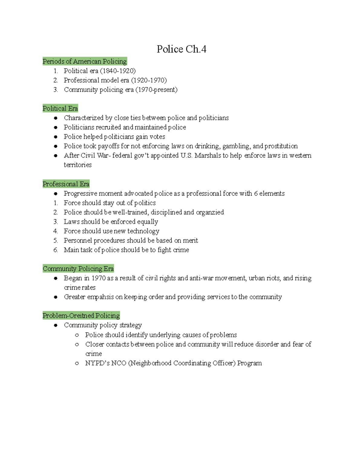 Police Ch - CBJ 101 - Police Ch. Periods of American Policing 1 ...