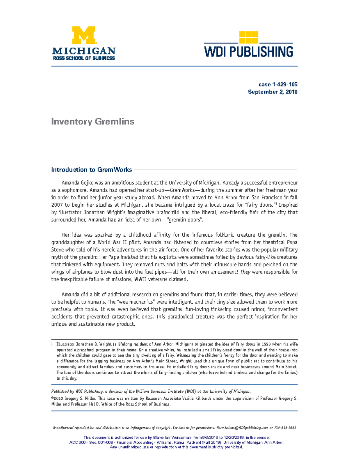 Inventory Gremlins (1) - Unauthorized reproduction and distribution is ...