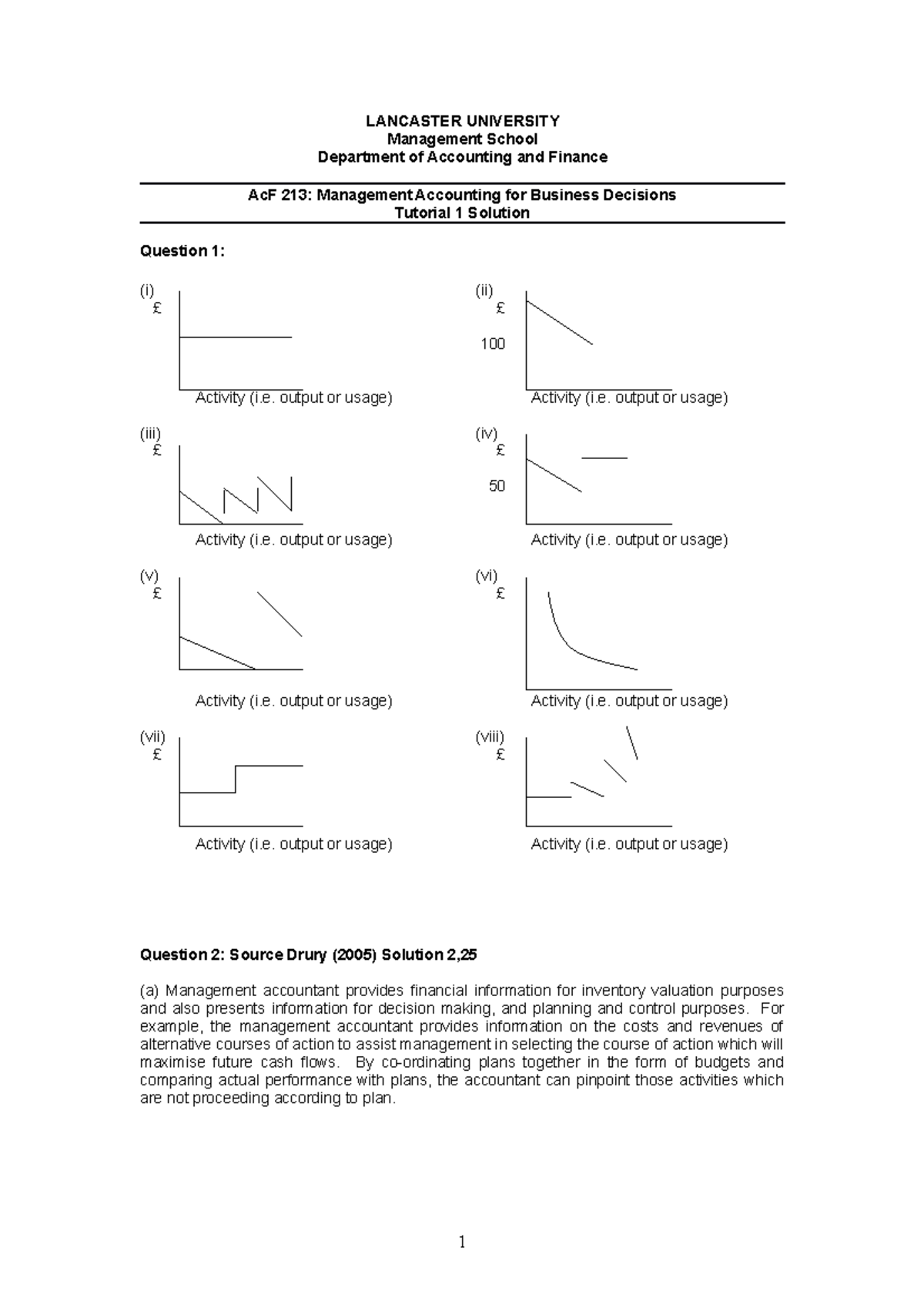 Ac F 213 - Tutorial 1 - Solutions - LANCASTER UNIVERSITY Department of ...