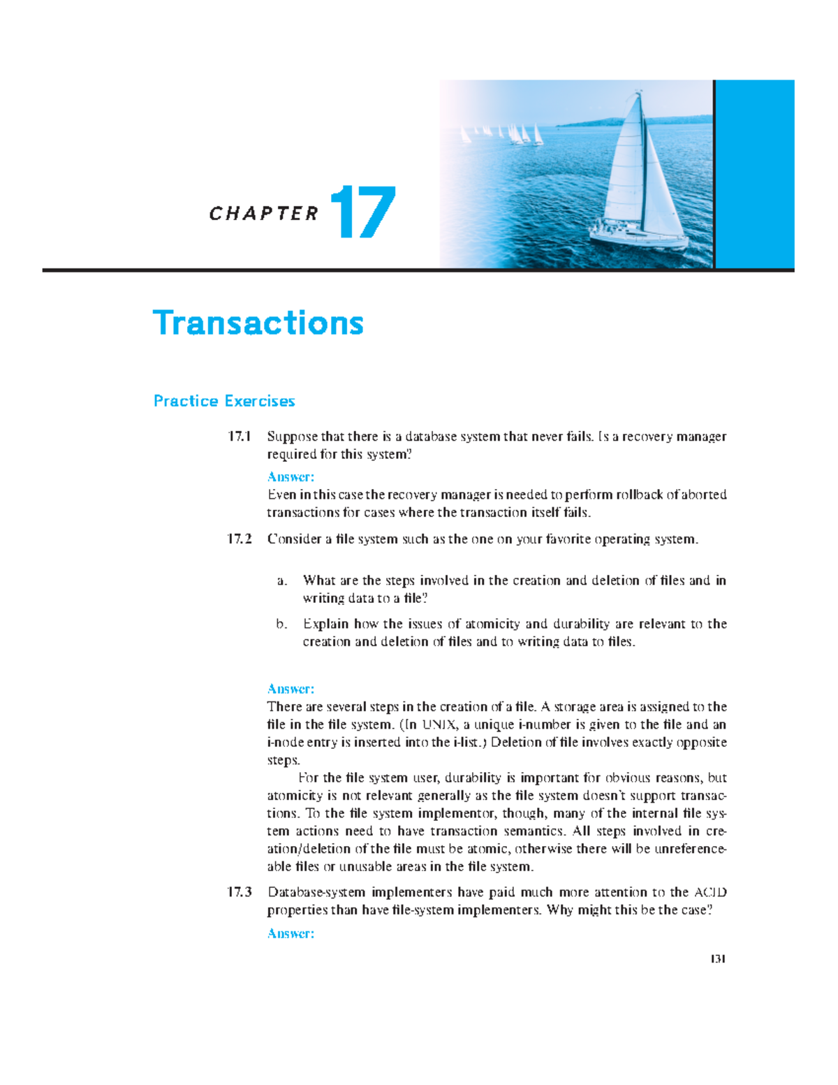 17 - Extra exercise - C H A P T E R 17 Transa tions Pra ti e Exer ises 1 Suppose t hat t here is ...