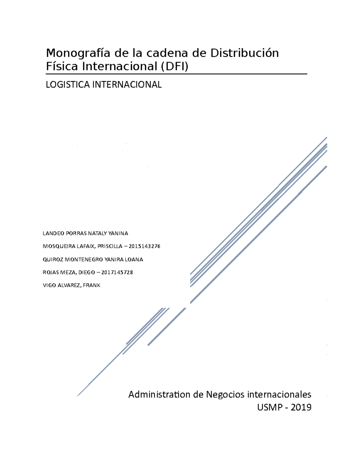 Monografia - Nota: 17 - de la cadena de Internacional (DFI) LOGISTICA ...