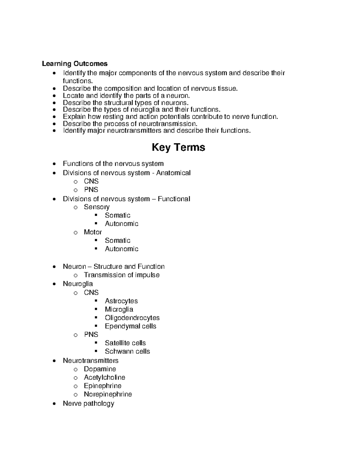 Week1 Key Terms - qwerty - Learning Outcomes - Identify the major ...