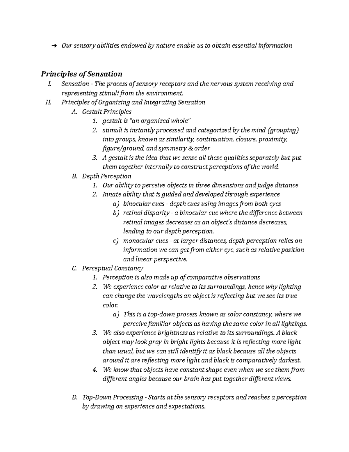 Ap Psychology Unit 3 (crash Course And Study Guide) - Our Sensory 