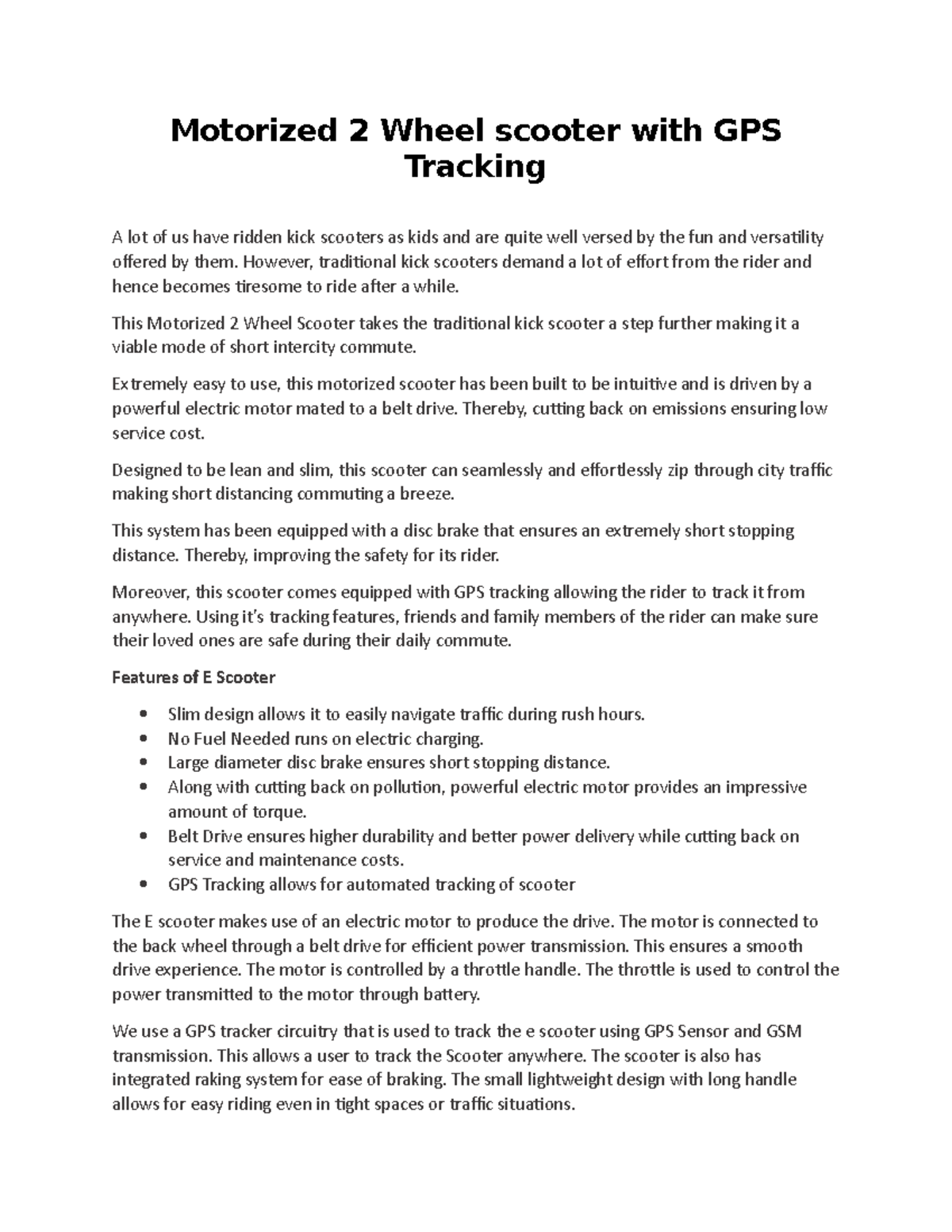 MEC37 - notes - Motorized 2 Wheel scooter with GPS Tracking A lot of us ...