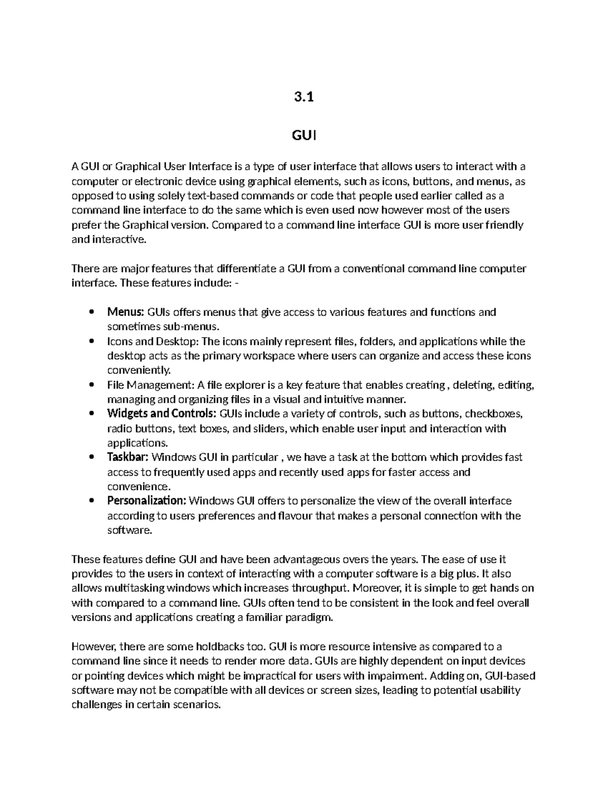 3 - assignment - 3. GUI A GUI or Graphical User Interface is a type of user interface that ...