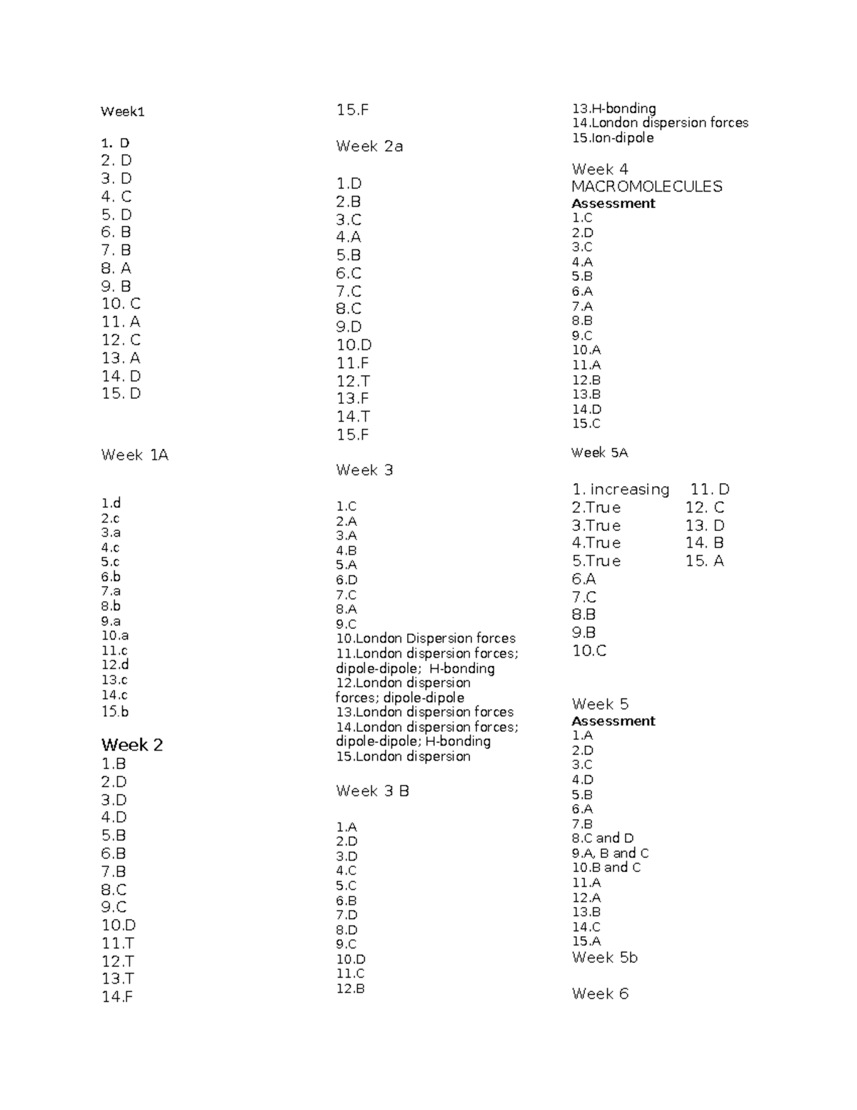 Answer key physical science 11 w1-w4 (Autosaved) - Week 1. D 2. D 3. D ...
