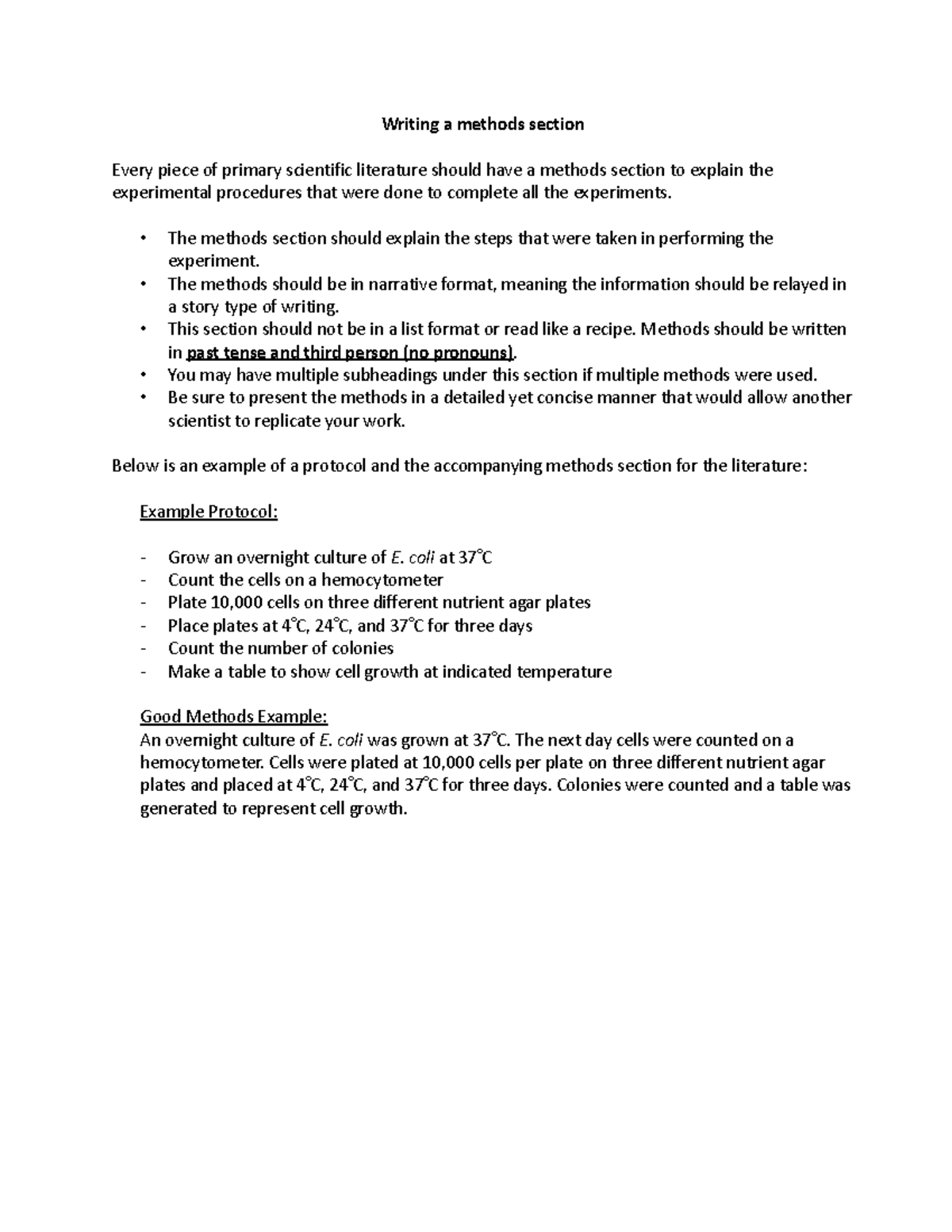 Writing+a+methods+section - Writing a methods section Every piece of ...
