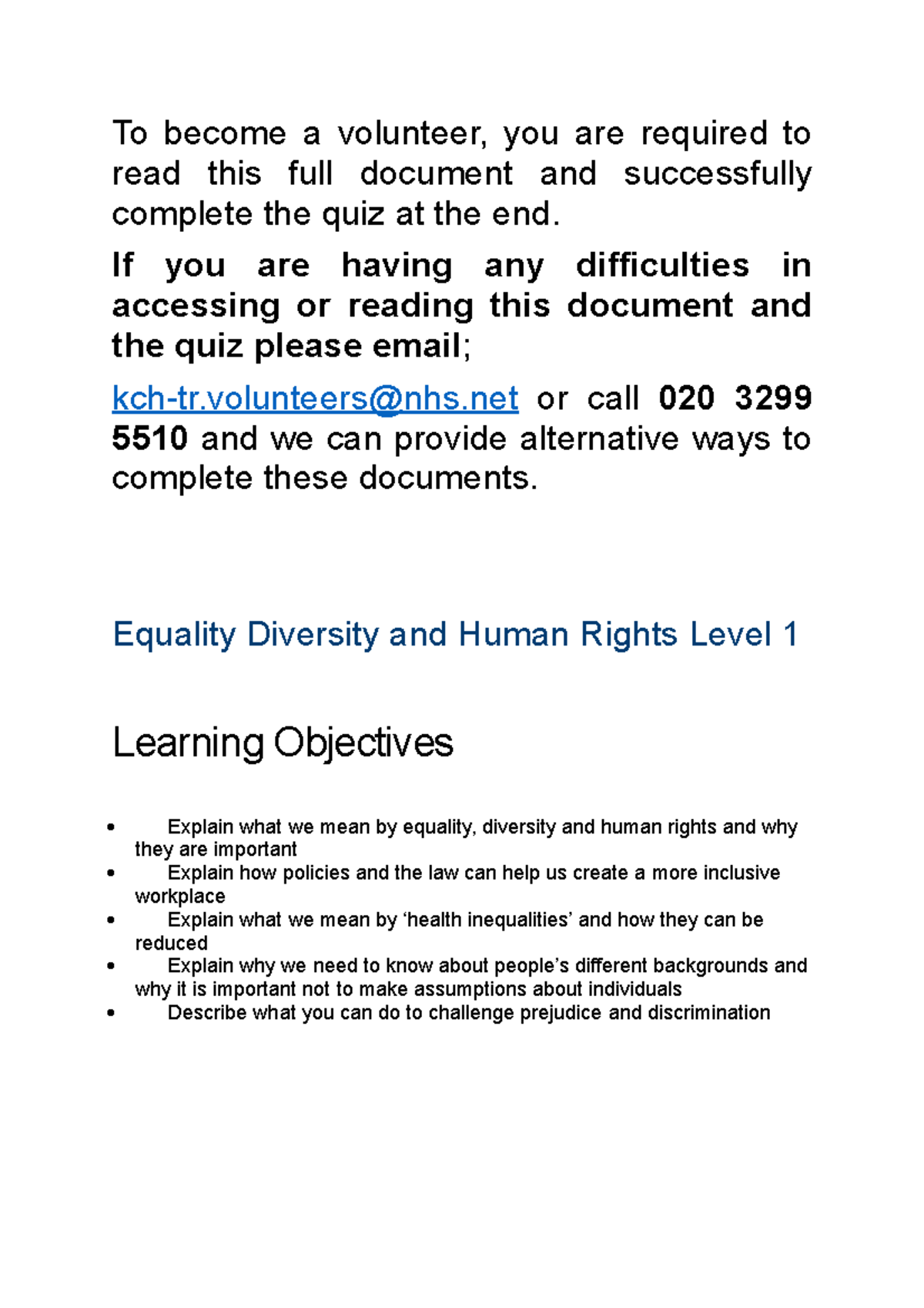 Equality Diversity and Human Rights Level 1 Final With Link - To become ...